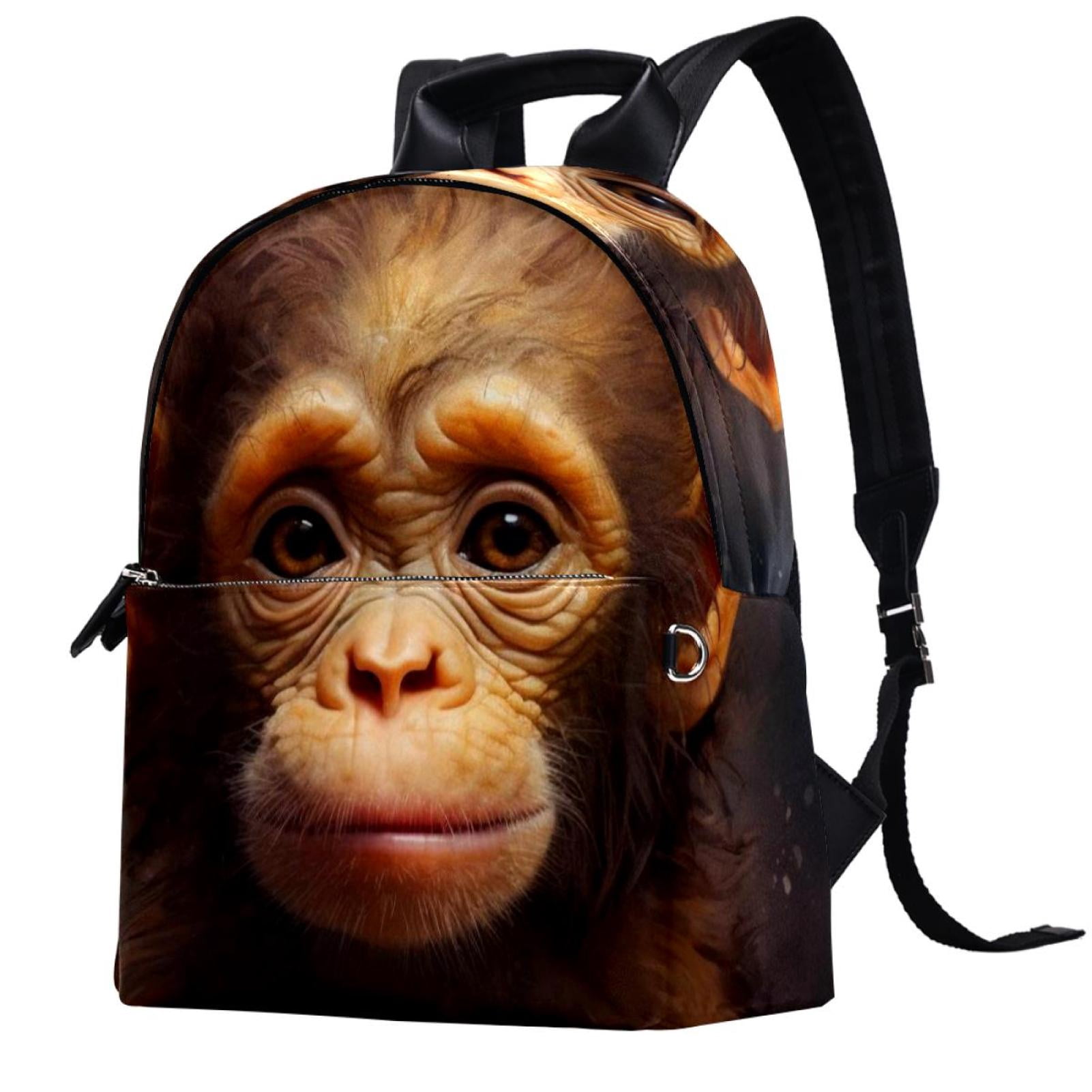 Monkey Leather Laptop Bookbag College Backpack Duffle Lightweight ...