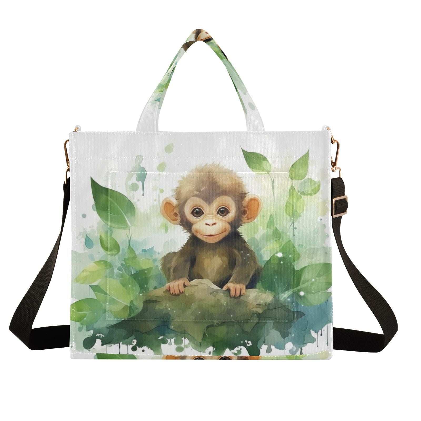 Monkey Leaves Corduroy Tote Bag Handbag Large Messenger Bag Shoulder ...