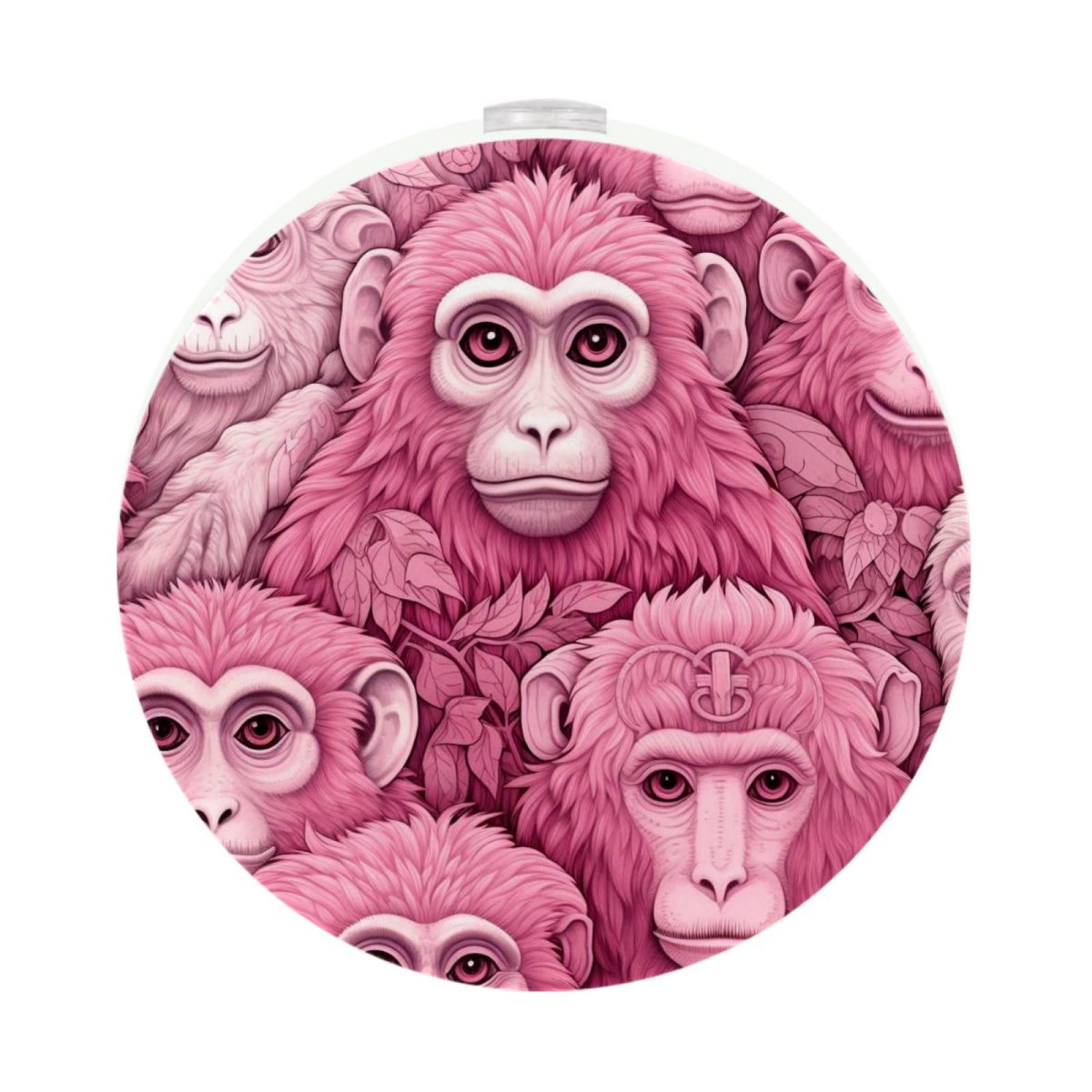 Monkey Led Round Night Light-2pcs, Dimmable Plug-in Mini Wall Lamp with ...