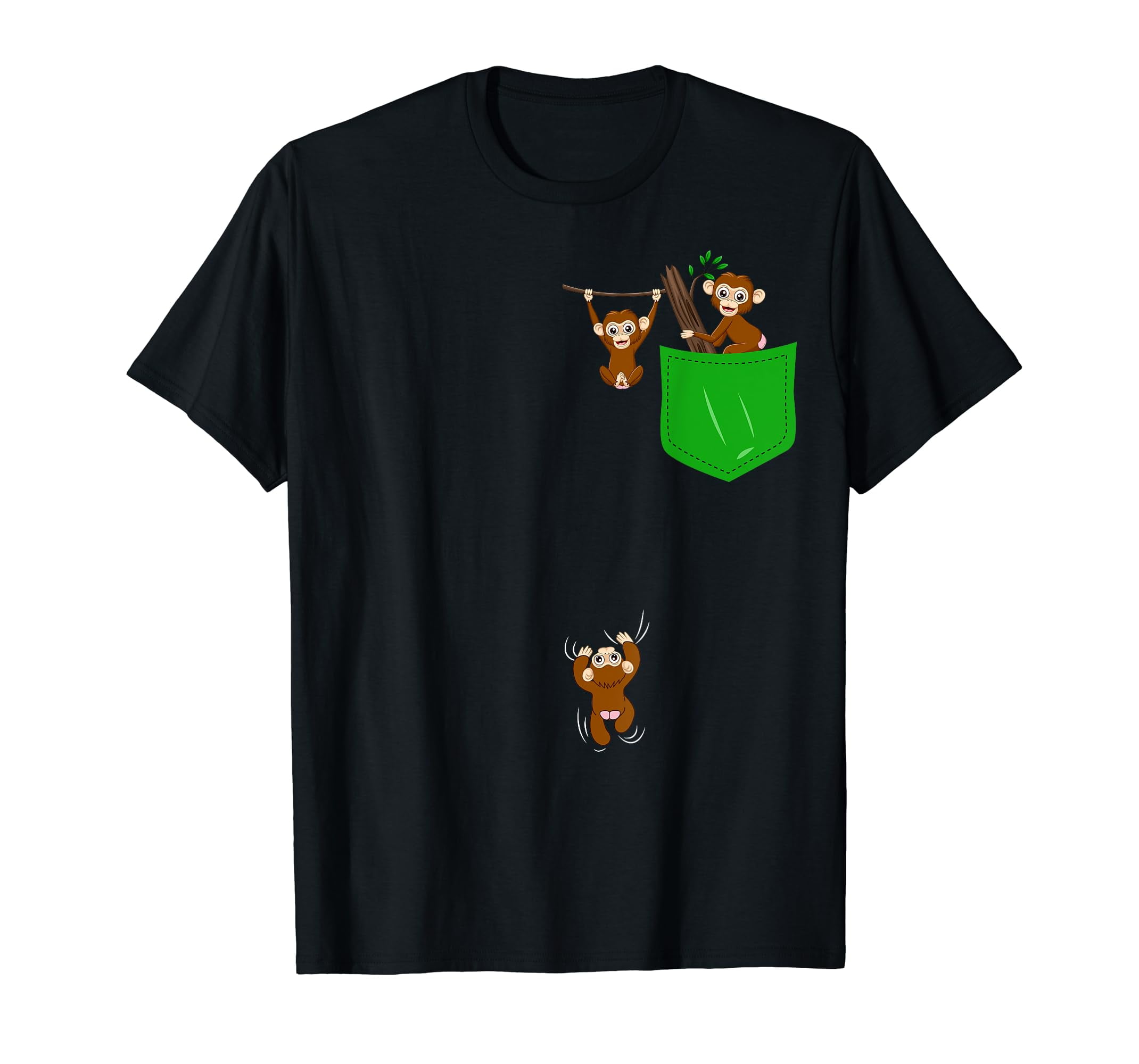 Monkey Lover Shirt Cute Monkey Pocket Shirt for Kids Monkey T-Shirt ...