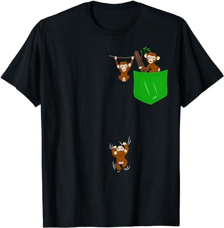 Monkey Lover Shirt Cute Monkey Pocket Shirt for Kids Monkey T-Shirt ...