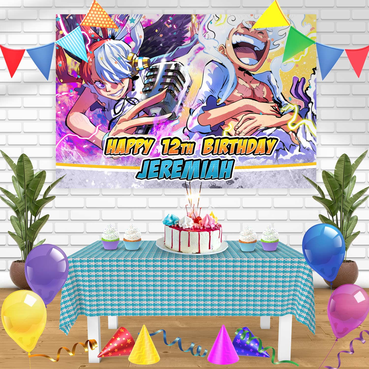 Monkey Luffy One Piece Bn Birthday Banner Personalized Party Backdrop ...