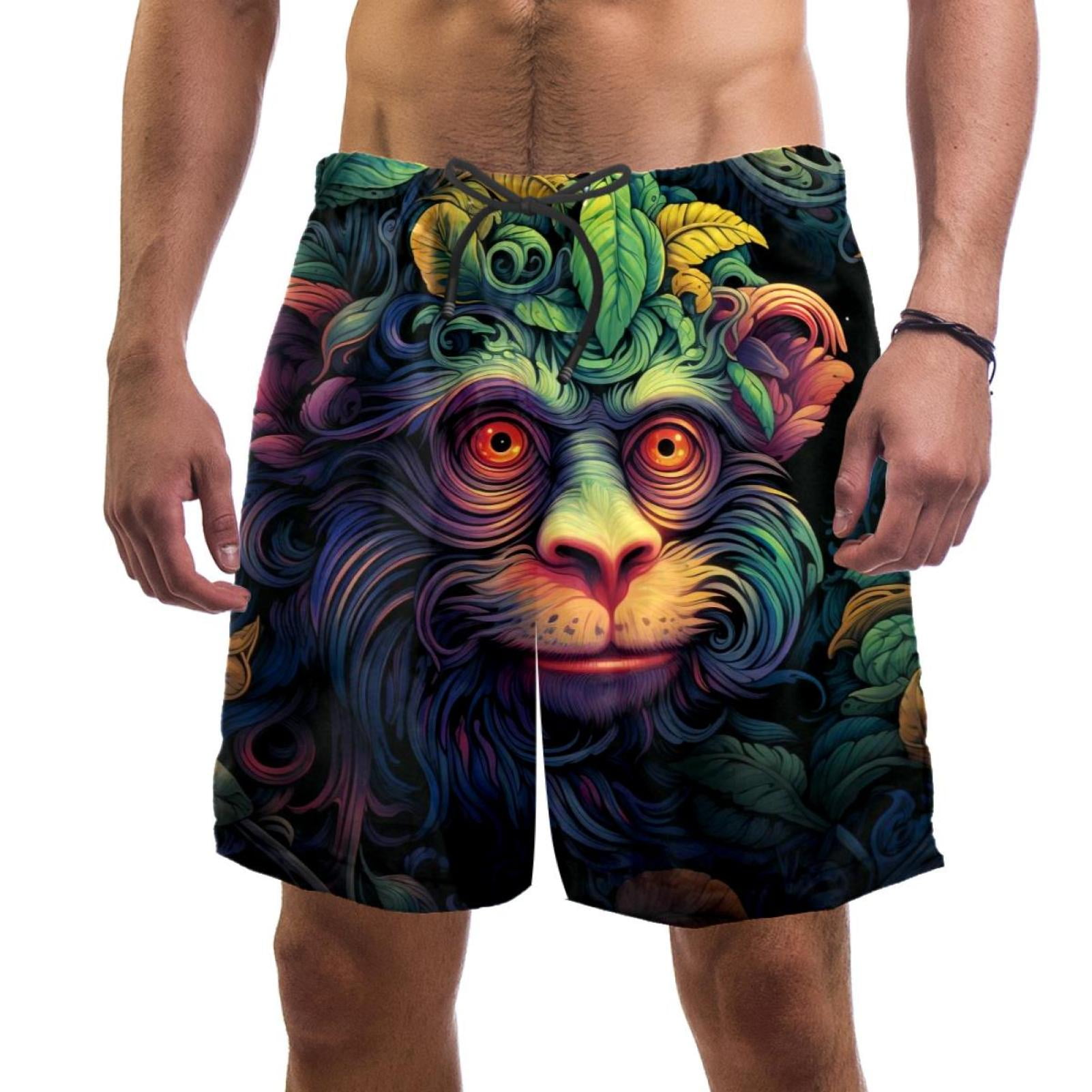 Monkey Men's Swimming Shorts with Mesh Lining Beach Shorts Quick Dry ...
