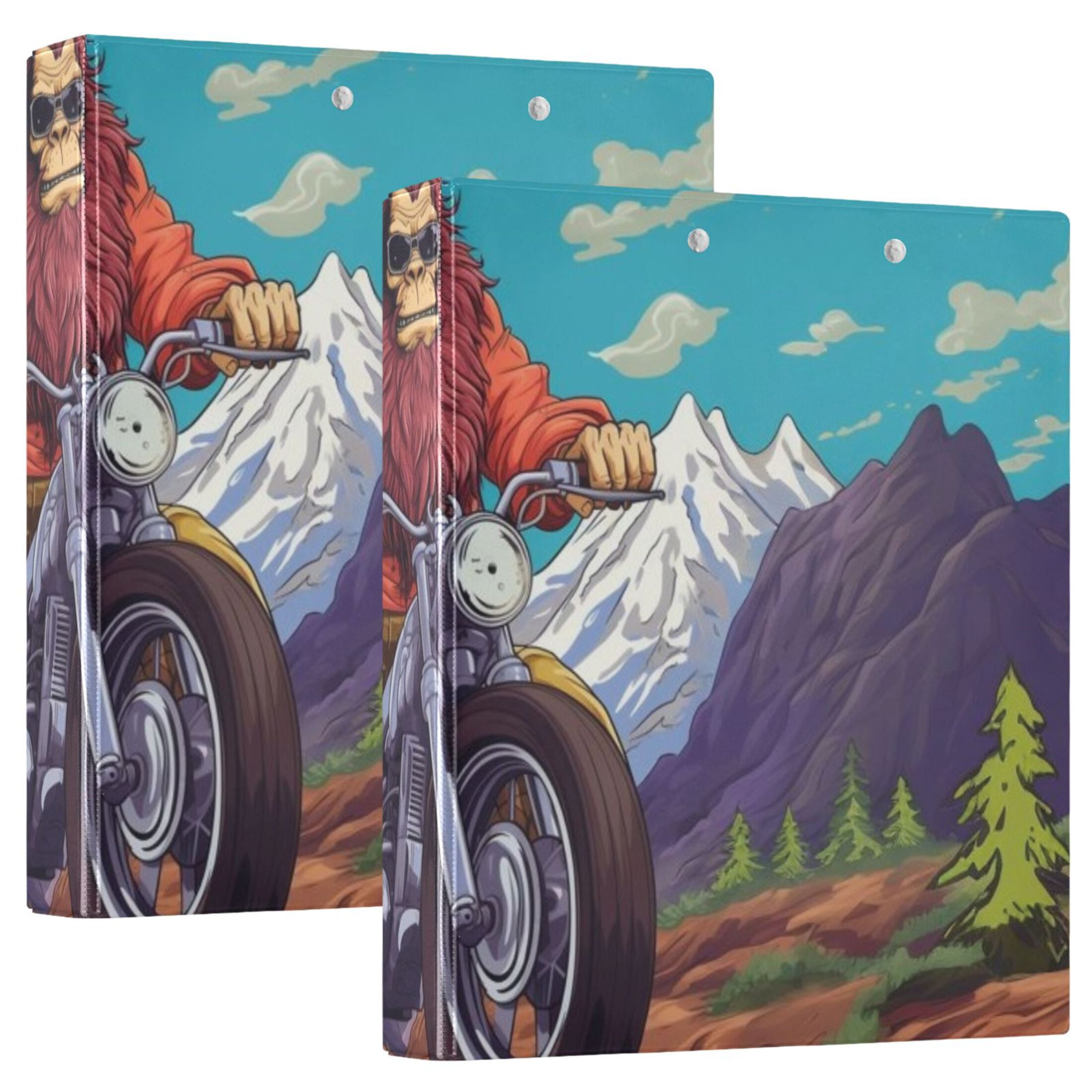 Monkey Motorcycle Mountain 3 Ring Binders 1.5 inch Hardcover File ...