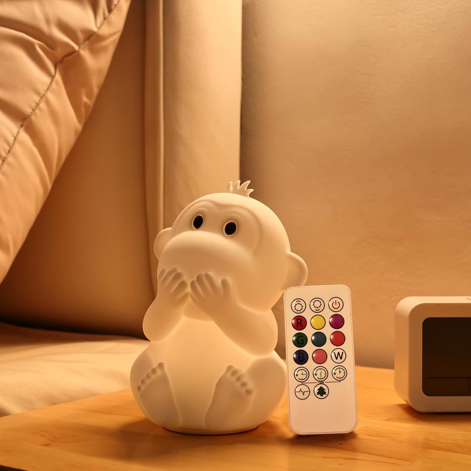 Monkey Night Light for Kids, Remote & Tap Control, Color Change, 15/30 ...