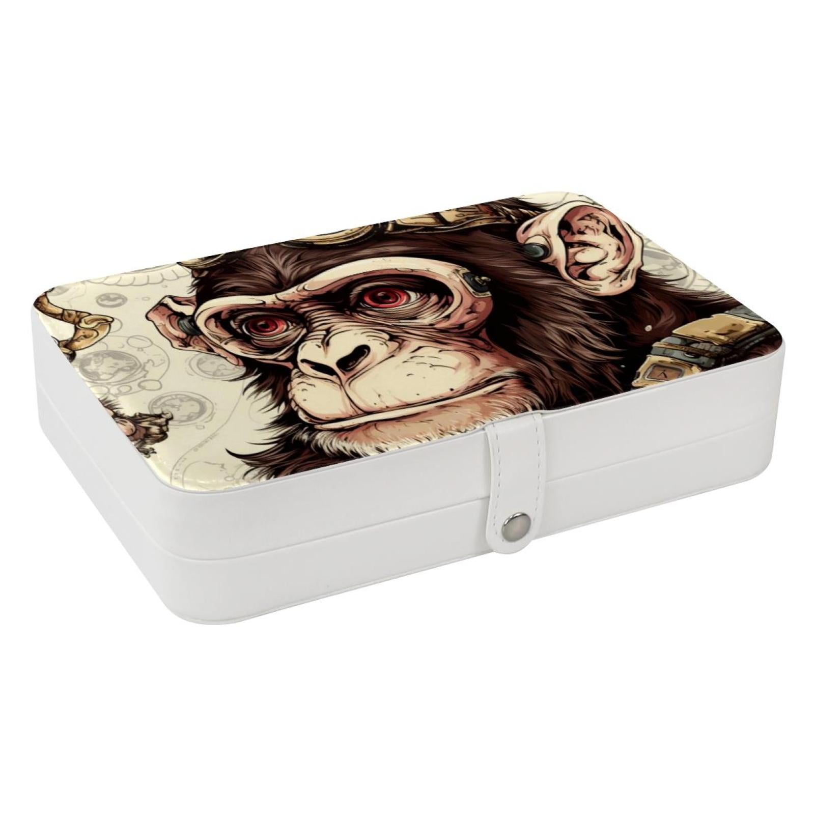 Monkey PU Leather Jewelry Box with Removable Compartment - Portable ...