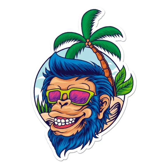 Monkey Palm Tree Sticker Phone Decal Water Bottle Stickers Car Decals ...
