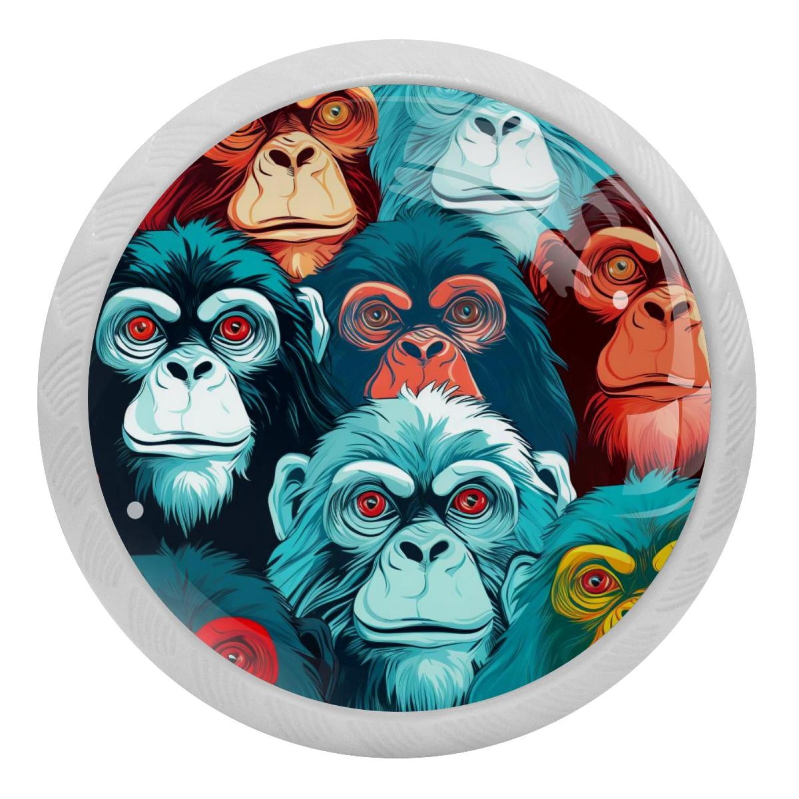 Monkey Pattern 4PCS Cabinet Knobs Pulls Fluorescent Drawer Handle ...