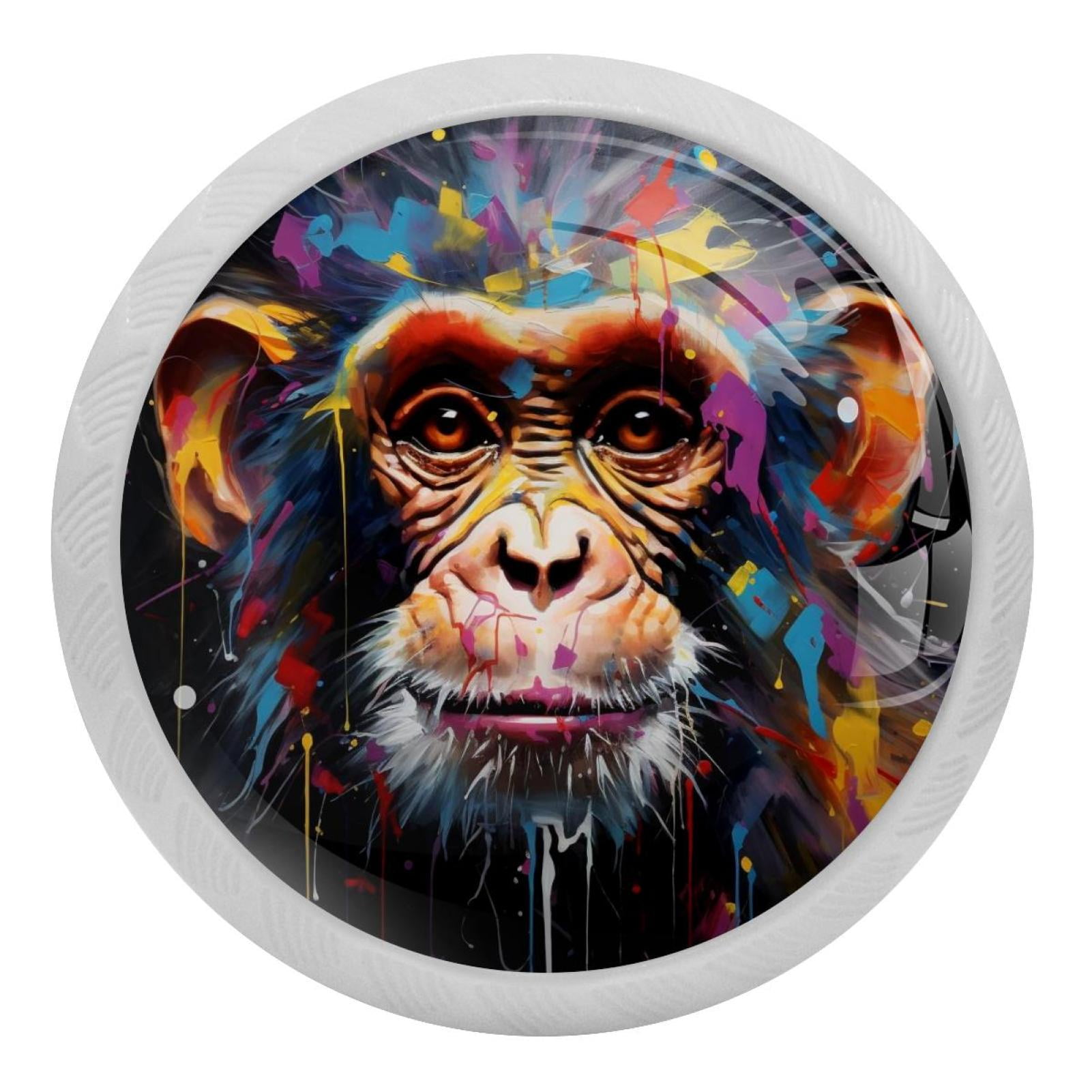 Monkey Pattern 4PCS Cabinet Knobs Pulls Fluorescent Drawer Handle ...