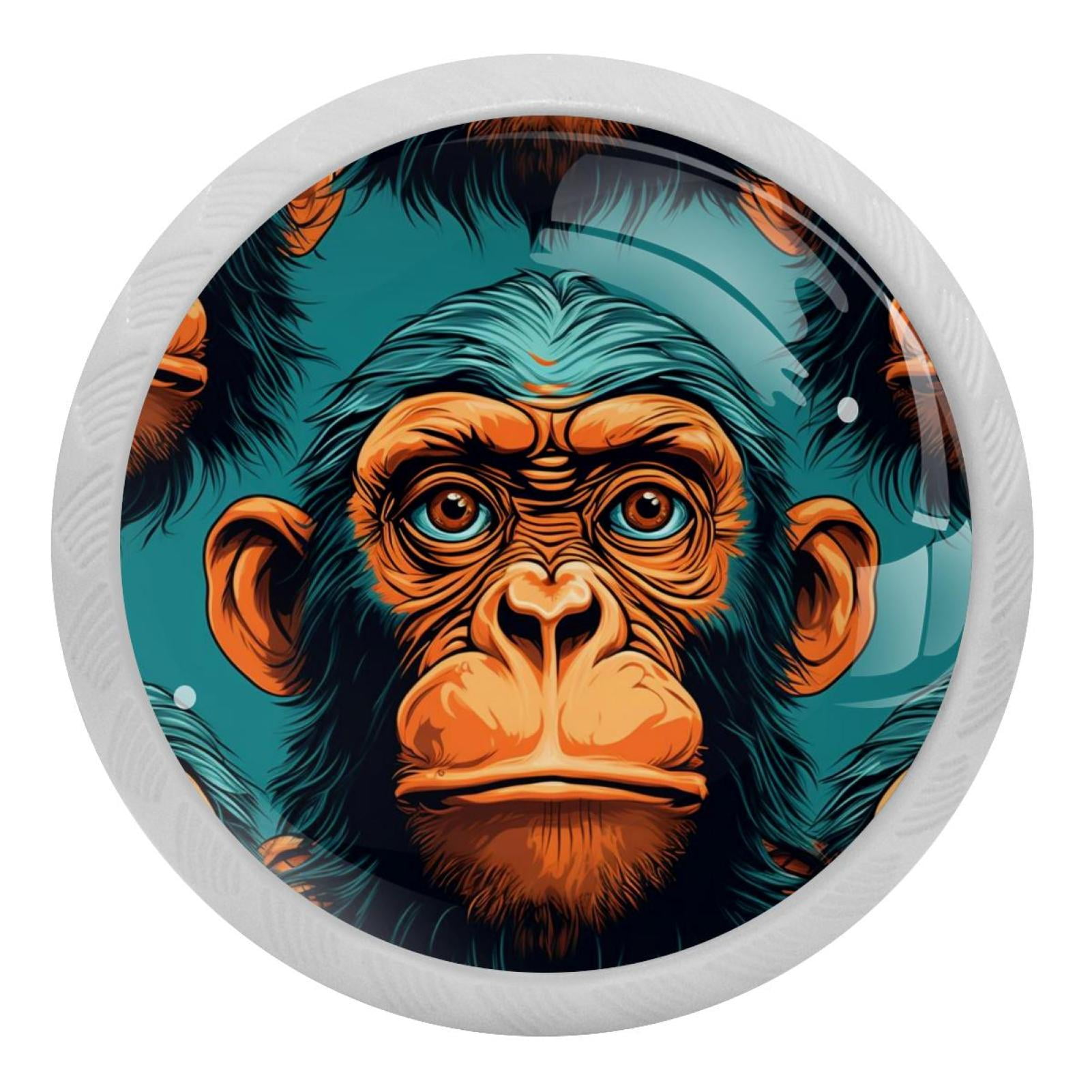 Monkey Pattern 4PCS Cabinet Knobs Pulls Fluorescent Drawer Handle ...