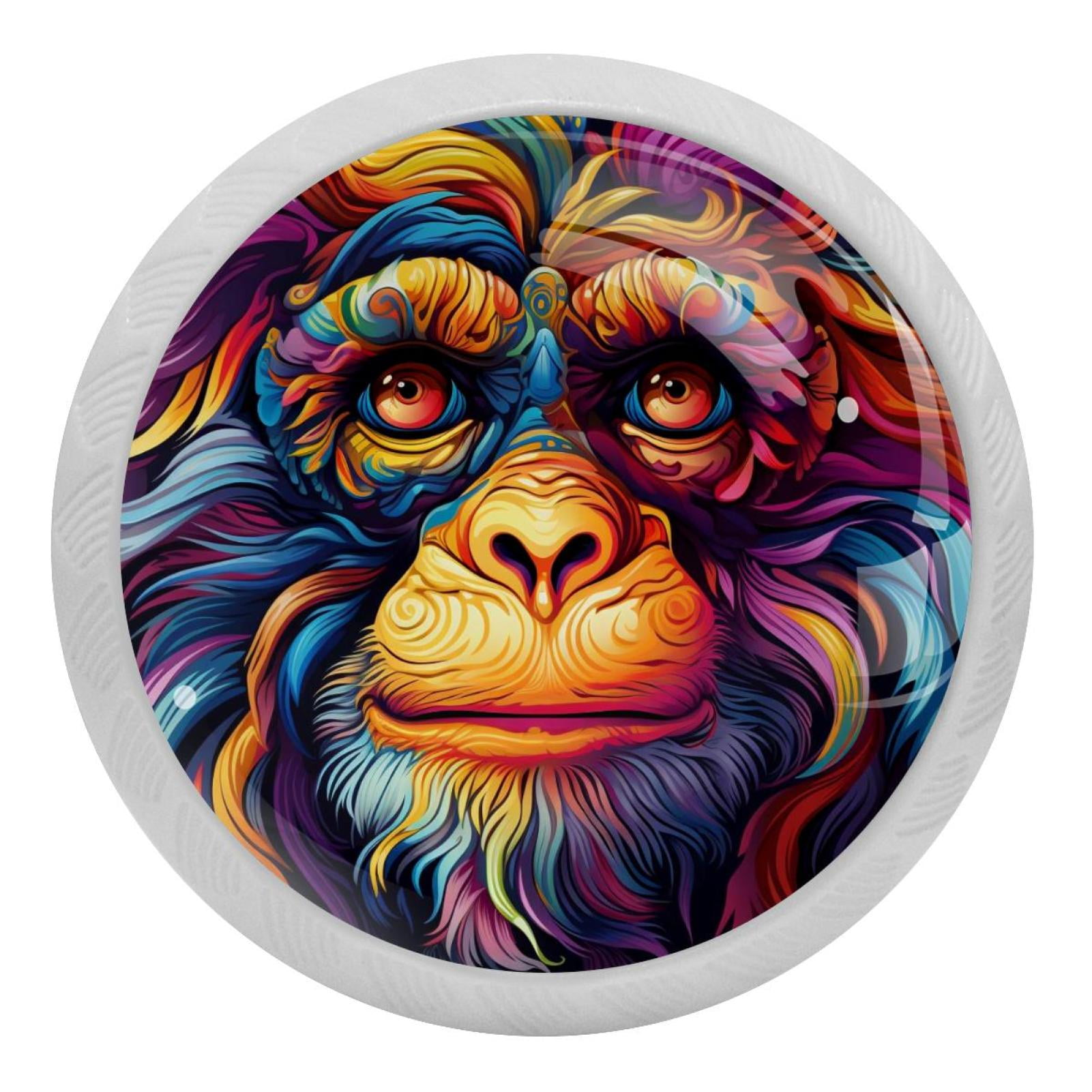 Monkey Pattern 4PCS Cabinet Knobs Pulls Fluorescent Drawer Handle ...