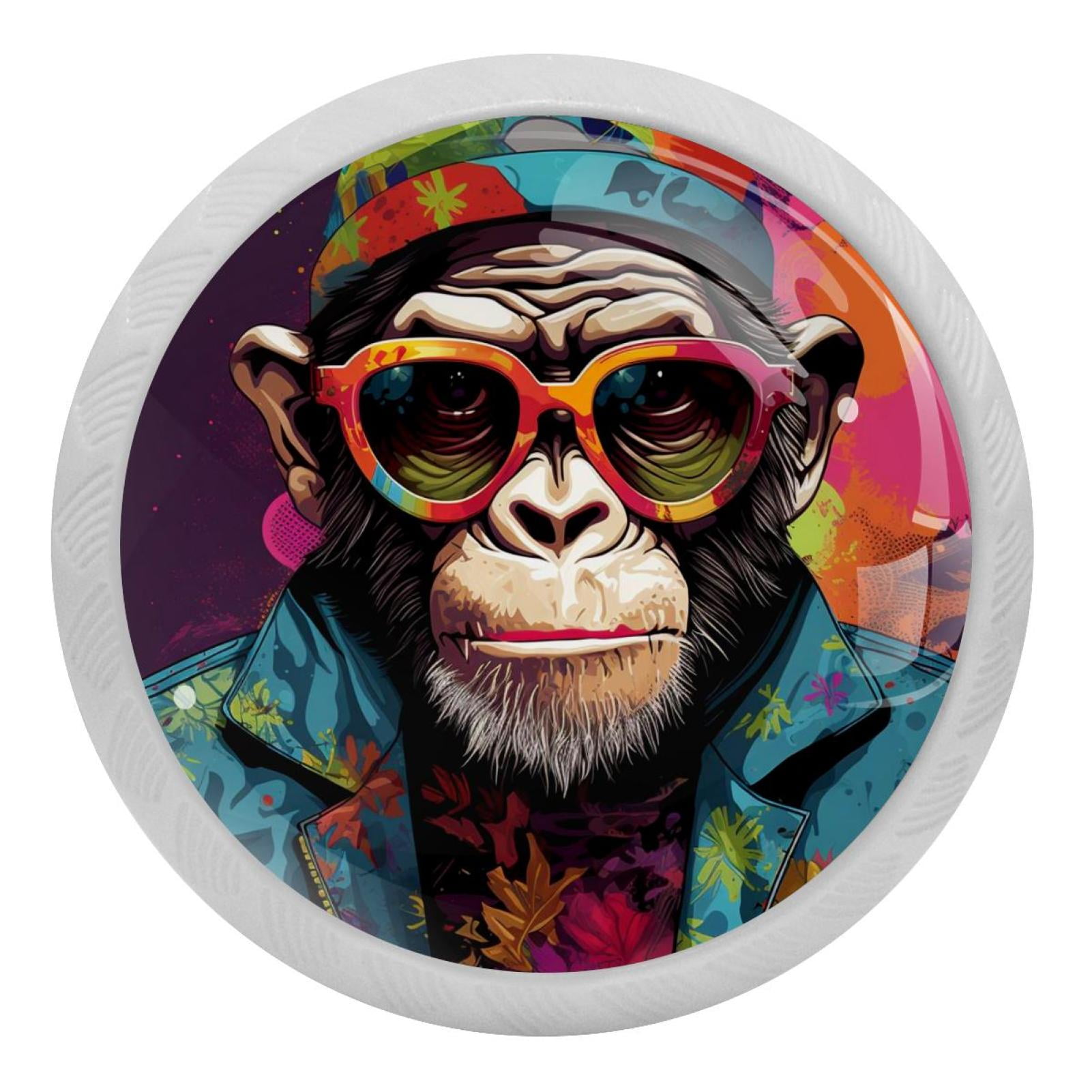 Monkey Pattern 4PCS Cabinet Knobs Pulls Fluorescent Drawer Handle ...