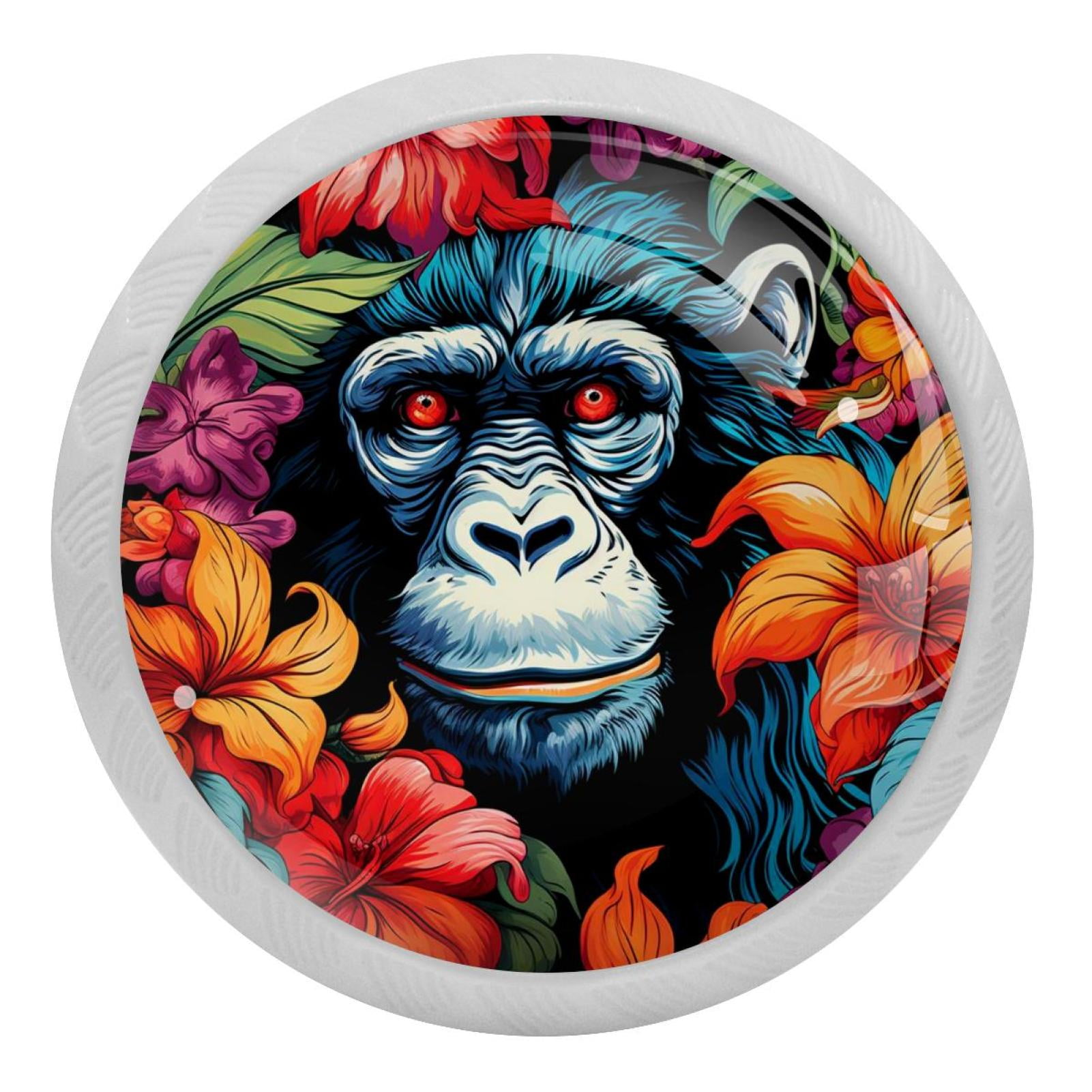 Monkey Pattern 4PCS Cabinet Knobs Pulls Fluorescent Drawer Handle ...