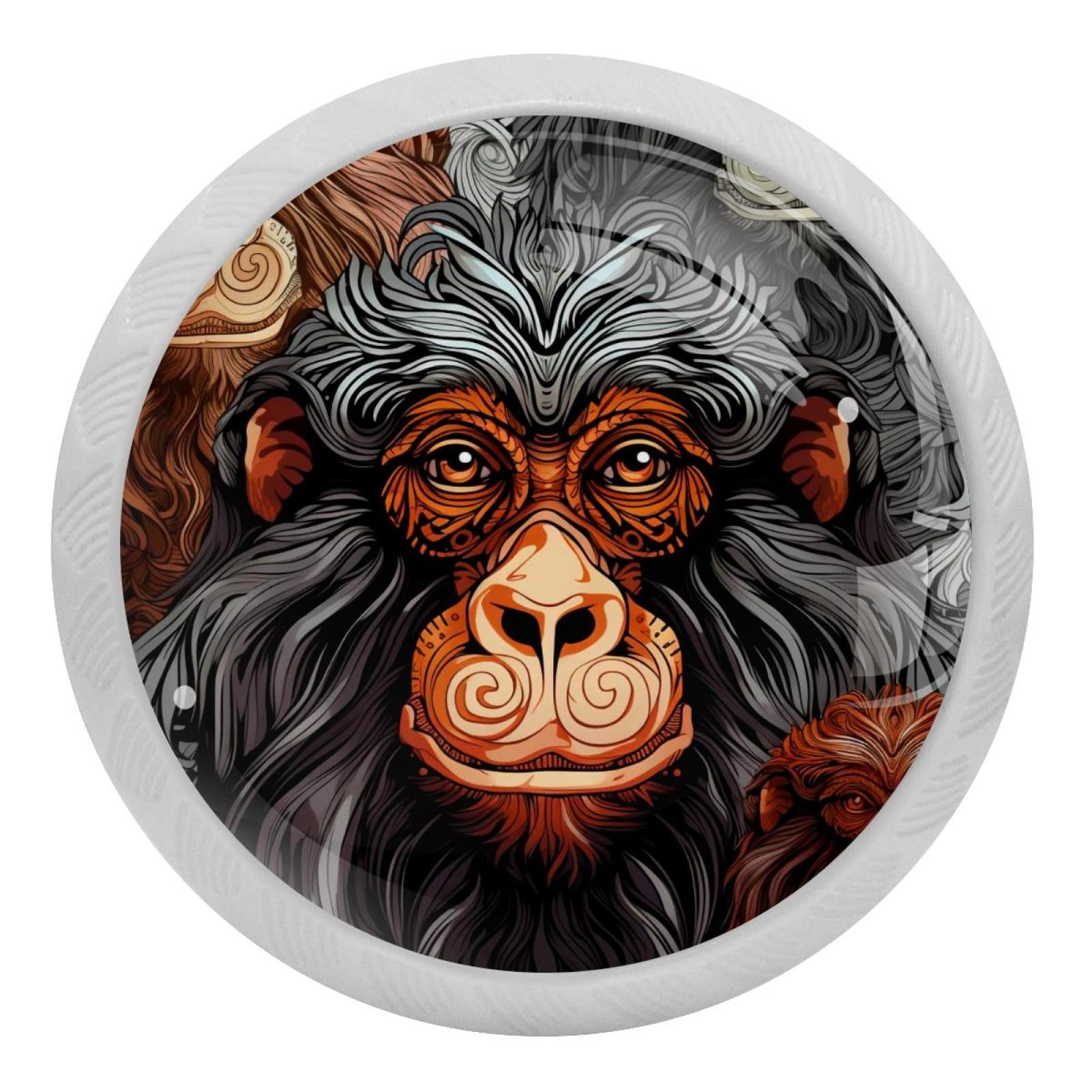 Monkey Pattern 4PCS Cabinet Knobs Pulls Fluorescent Drawer Handle ...