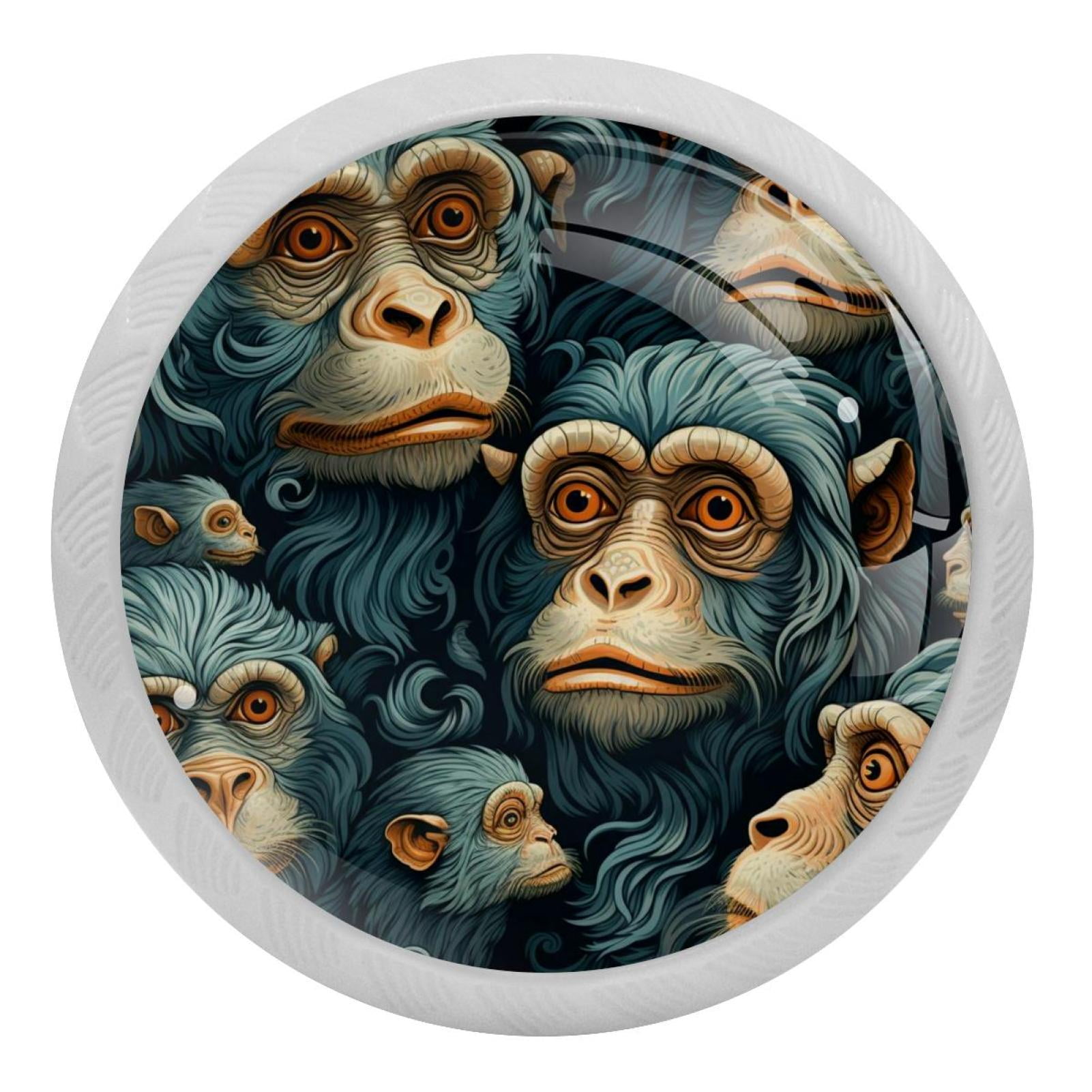 Monkey Pattern 4PCS Cabinet Knobs Pulls Fluorescent Drawer Handle ...