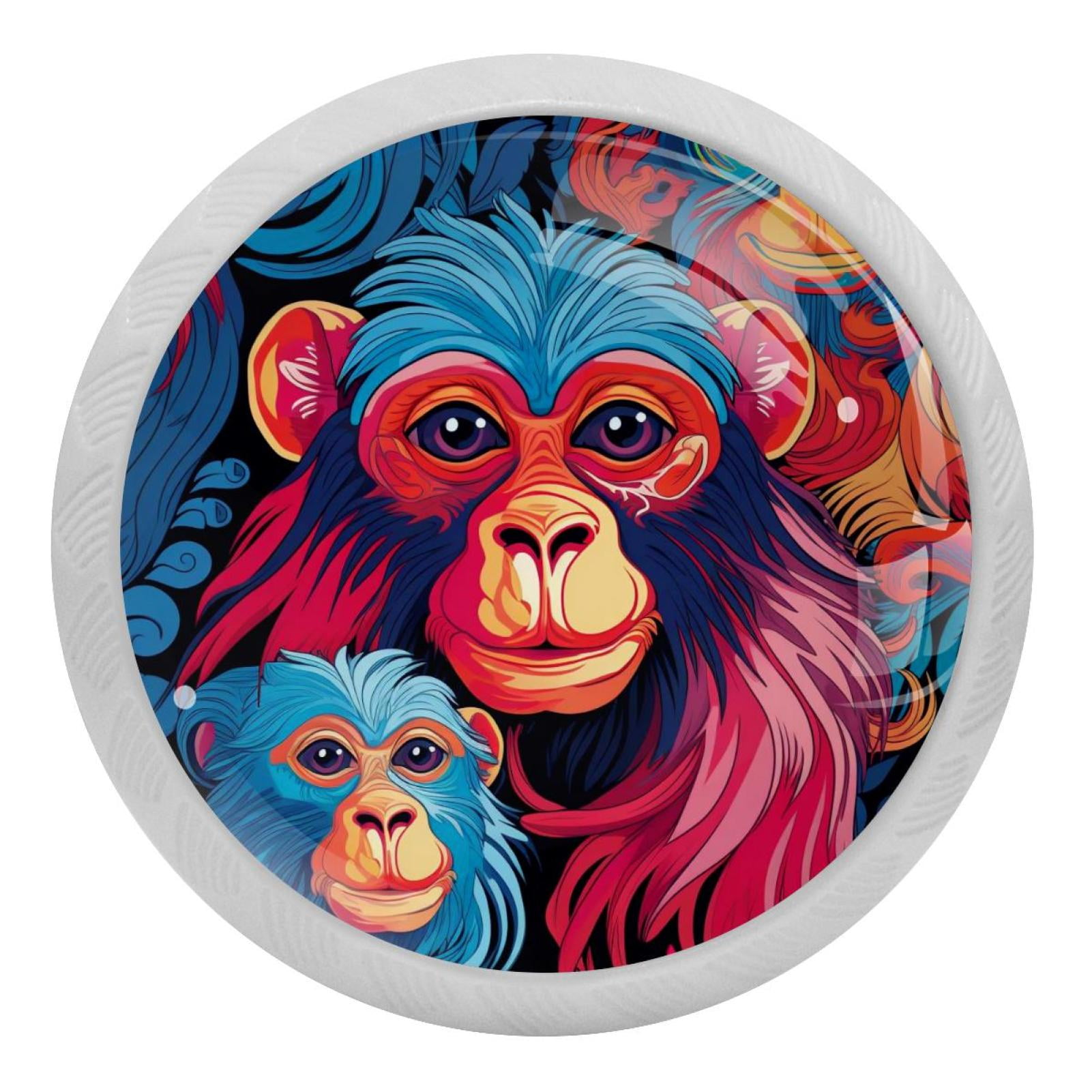Monkey Pattern 4PCS Cabinet Knobs Pulls Fluorescent Drawer Handle ...