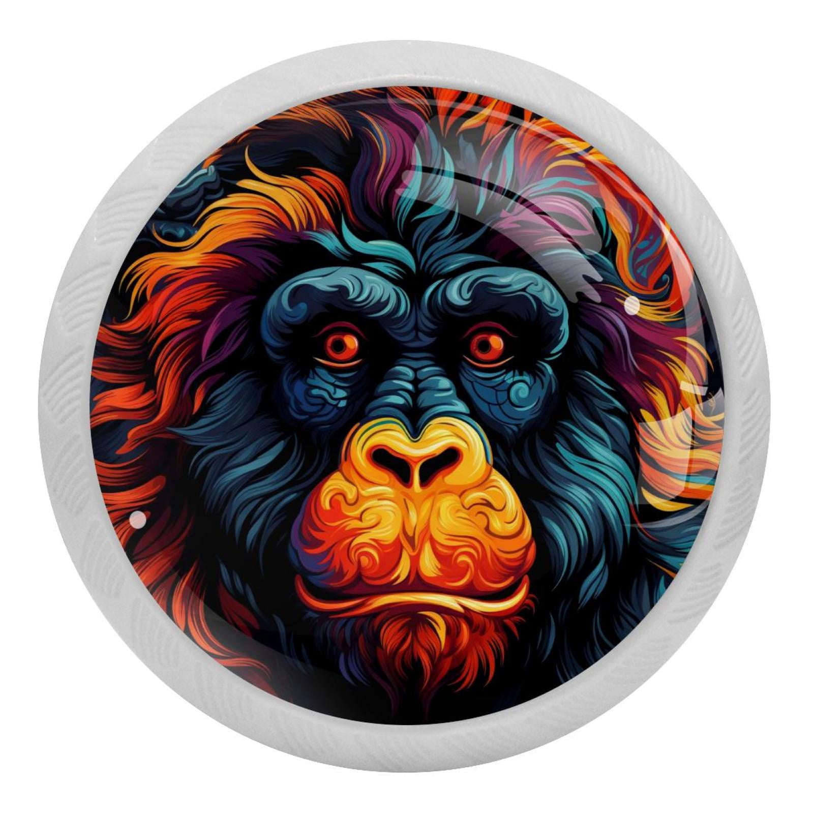 Monkey Pattern 4PCS Cabinet Knobs Pulls Fluorescent Drawer Handle ...