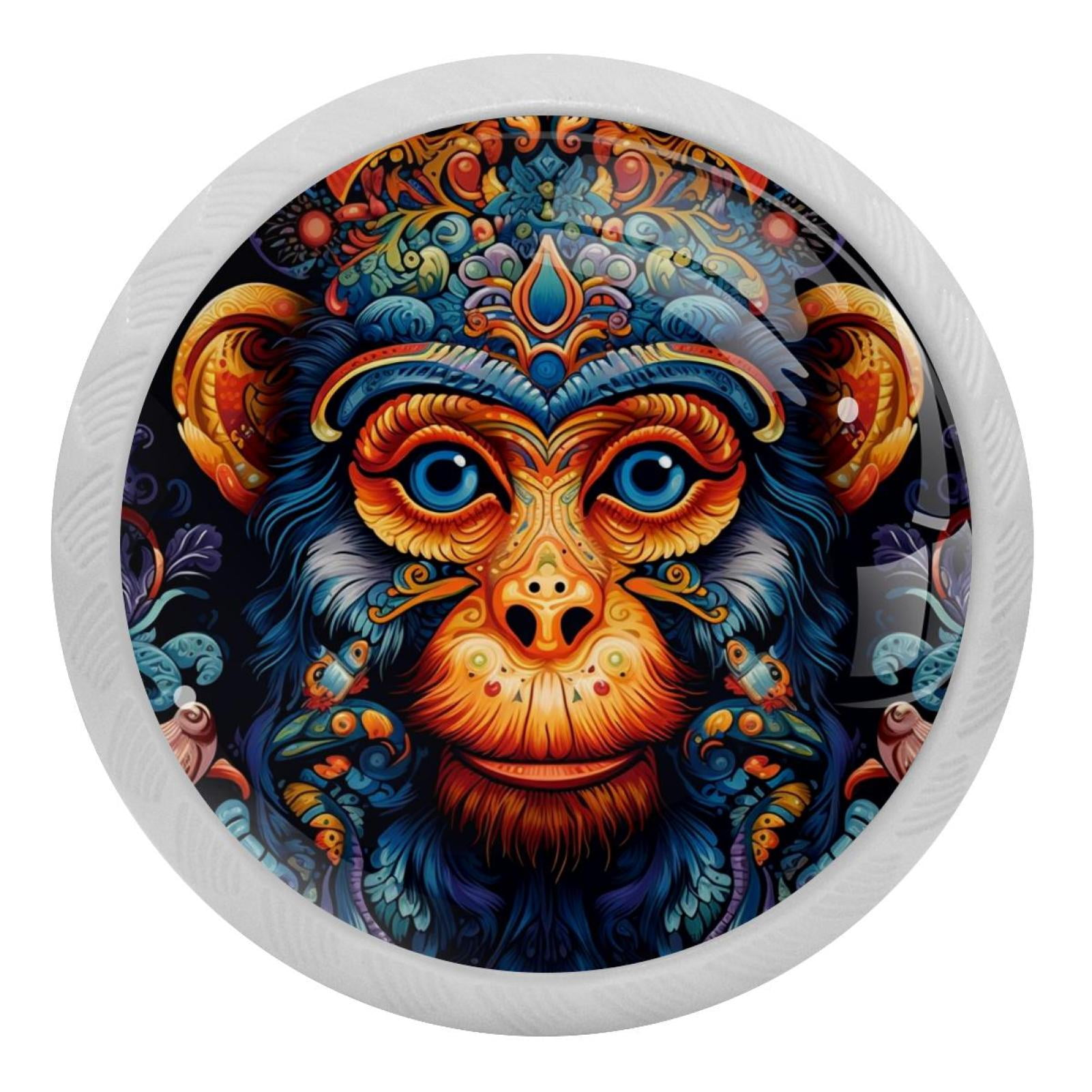 Monkey Pattern 4PCS Cabinet Knobs Pulls Fluorescent Drawer Handle ...