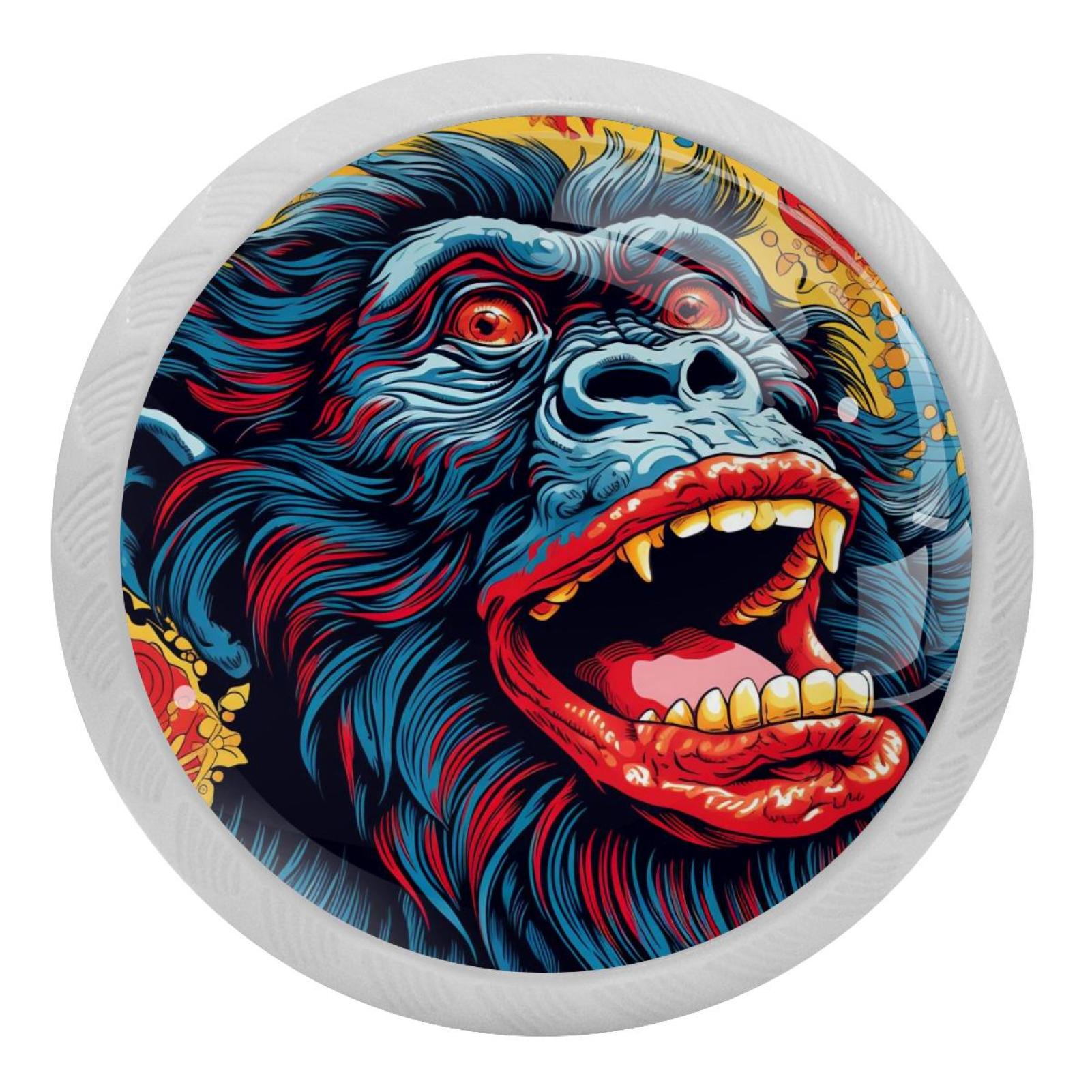 Monkey Pattern 4PCS Cabinet Knobs Pulls Fluorescent Drawer Handle ...