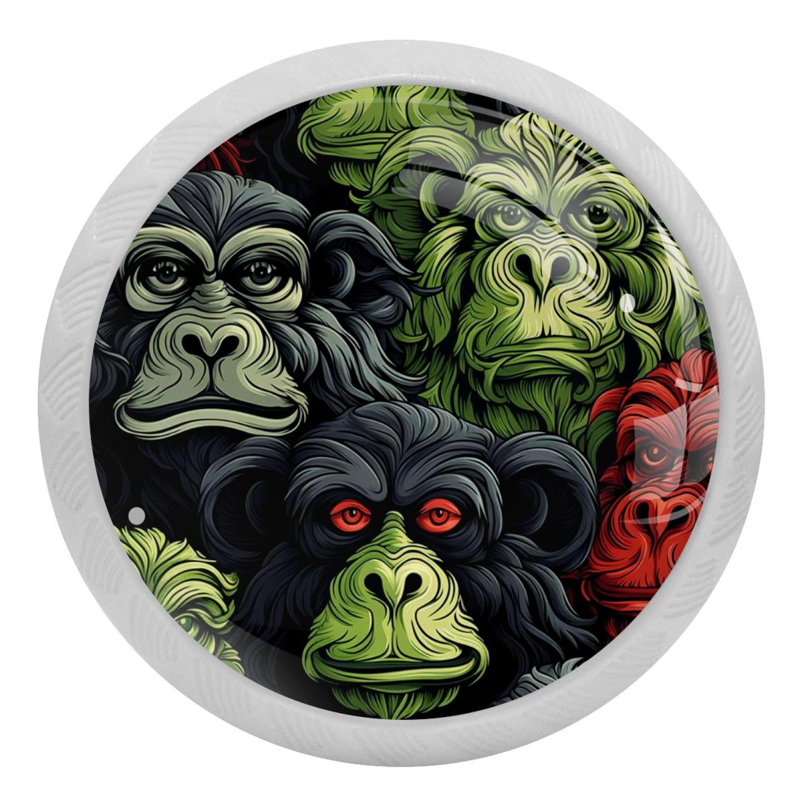 Monkey Pattern 4PCS Cabinet Knobs Pulls Fluorescent Drawer Handle ...