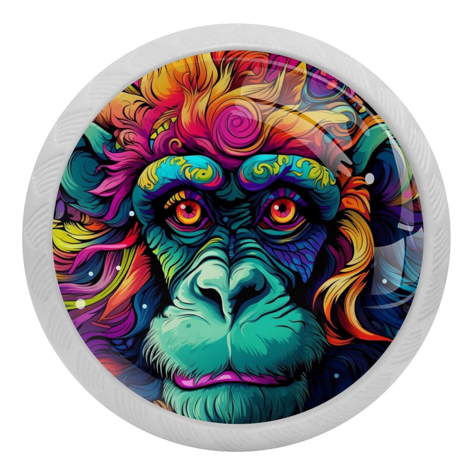 Monkey Pattern 4PCS Cabinet Knobs Pulls Fluorescent Drawer Handle ...