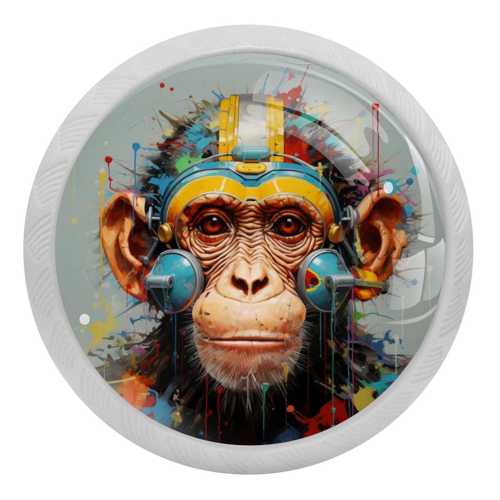 Monkey Pattern 4PCS Cabinet Knobs Pulls Fluorescent Drawer Handle ...