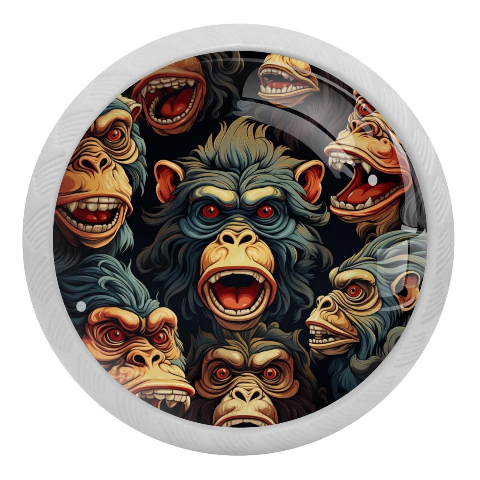 Monkey Pattern 4PCS Cabinet Knobs Pulls Fluorescent Drawer Handle ...