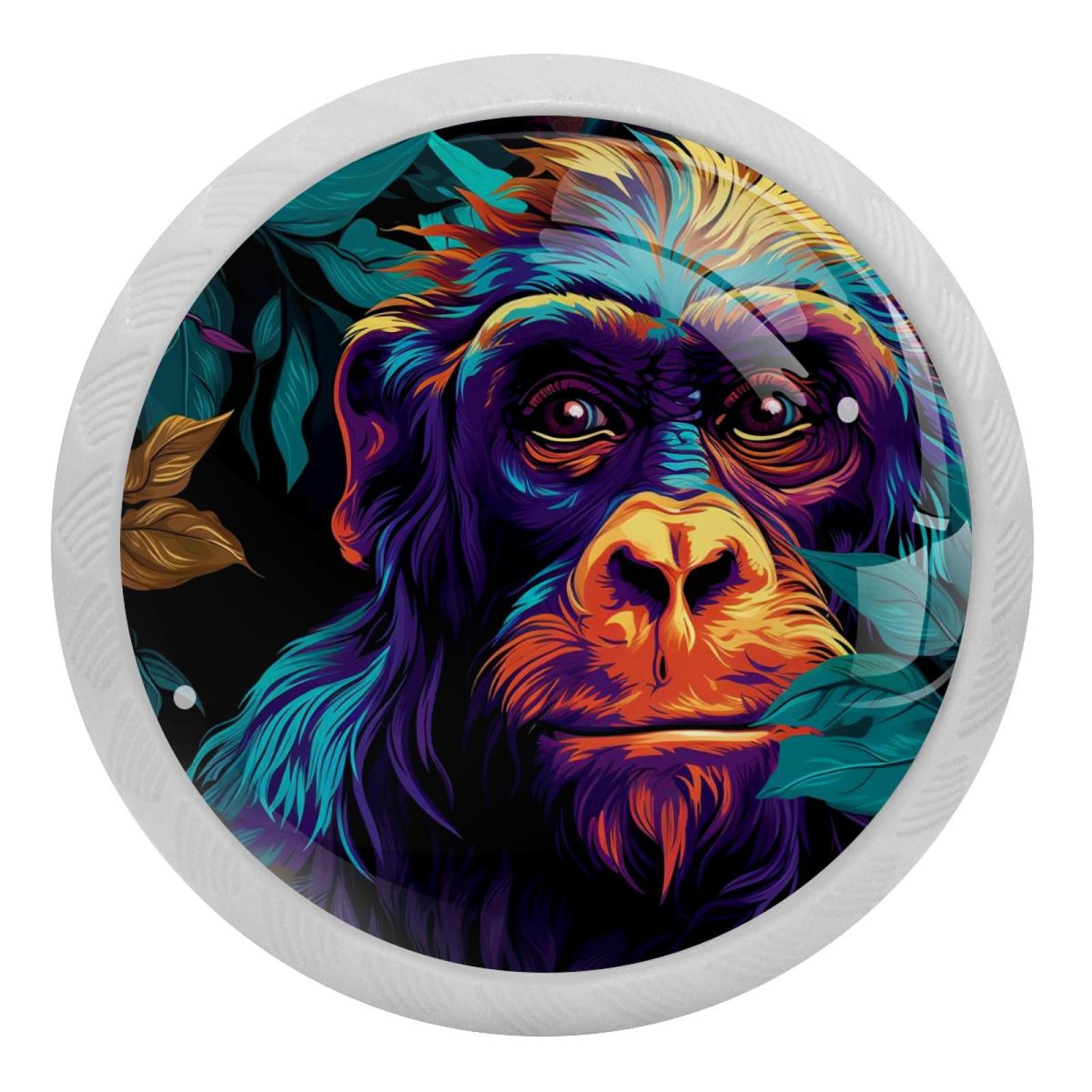 Monkey Pattern 4PCS Cabinet Knobs Pulls Fluorescent Drawer Handle ...