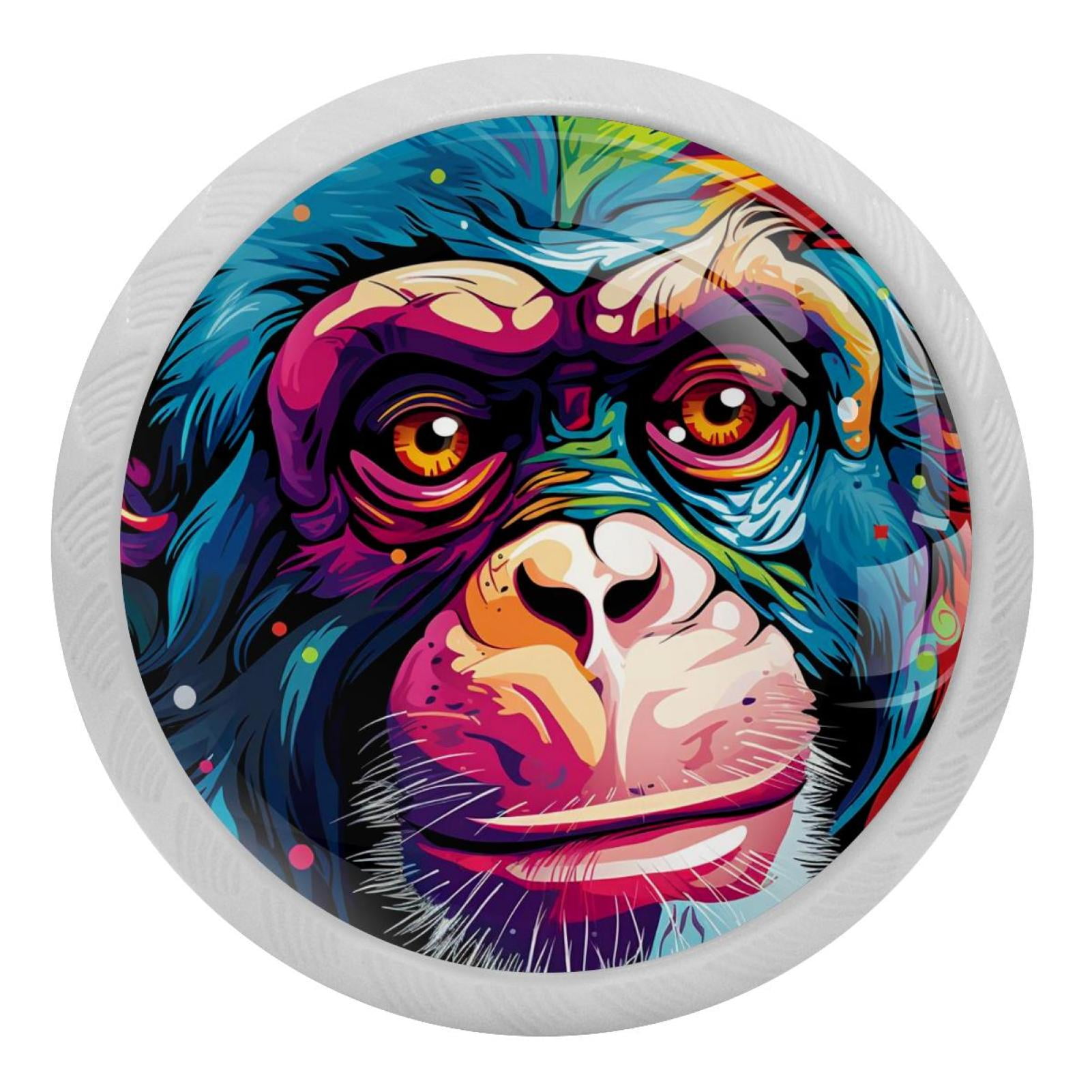 Monkey Pattern 4PCS Cabinet Knobs Pulls Fluorescent Drawer Handle ...