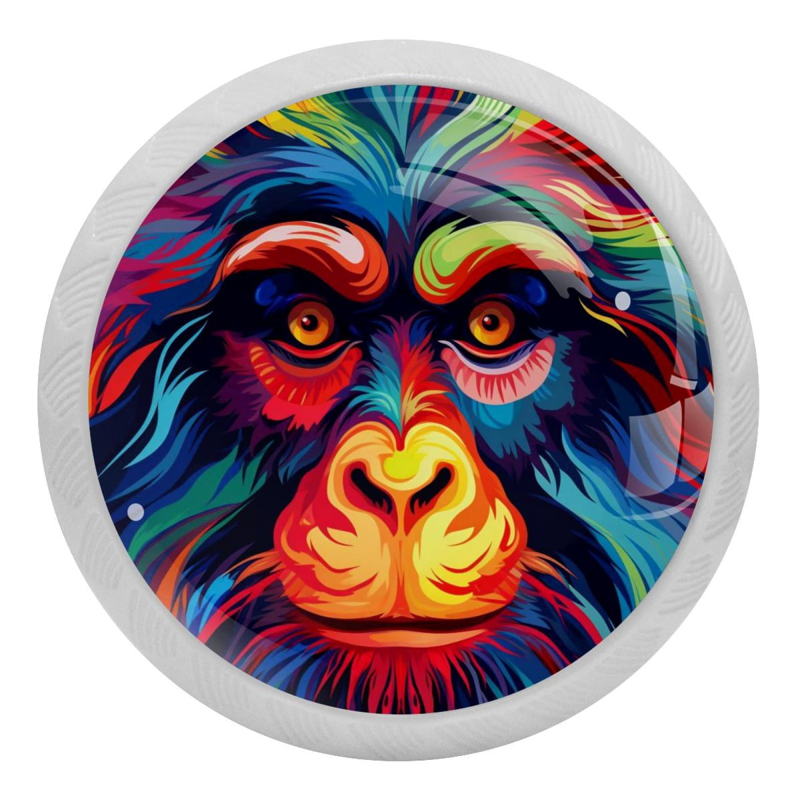 Monkey Pattern 4PCS Cabinet Knobs Pulls Fluorescent Drawer Handle ...