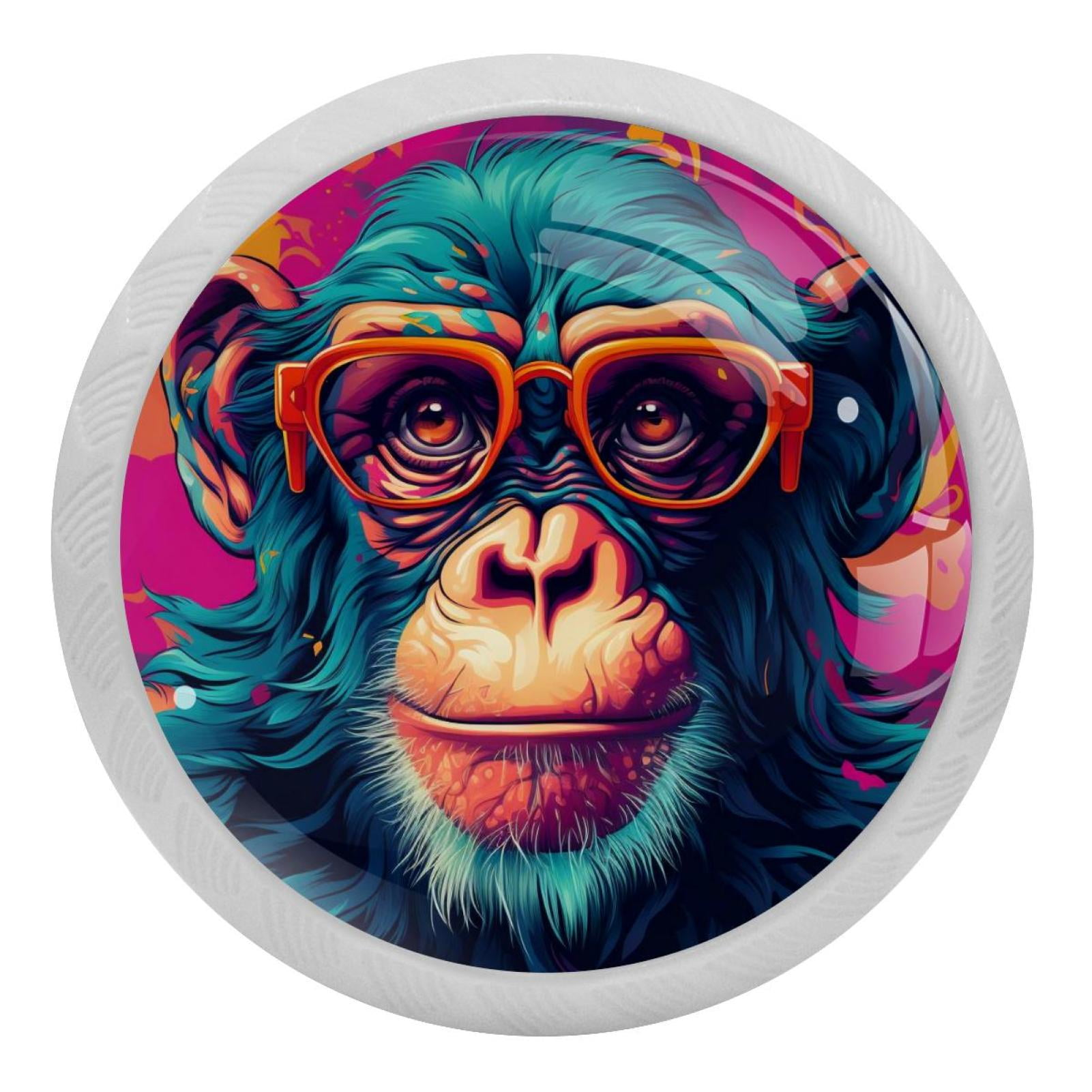 Monkey Pattern 4PCS Cabinet Knobs Pulls Fluorescent Drawer Handle ...