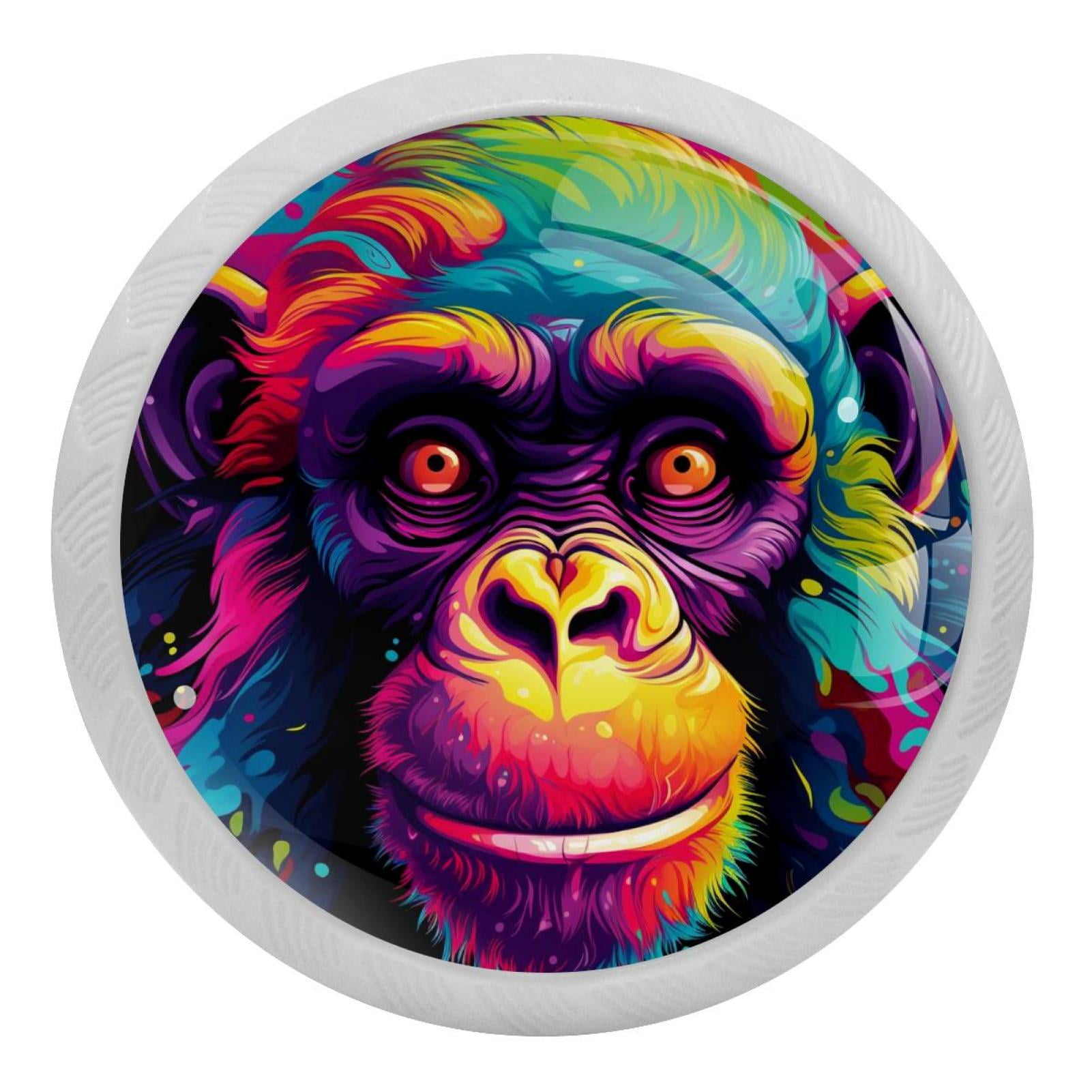 Monkey Pattern 4PCS Cabinet Knobs Pulls Fluorescent Drawer Handle ...