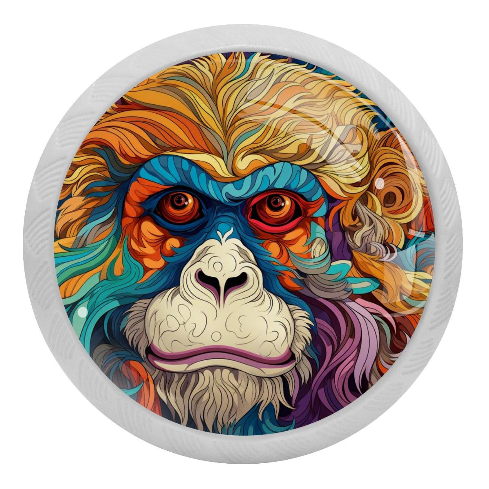 Monkey Pattern 4PCS Cabinet Knobs Pulls Fluorescent Drawer Handle ...