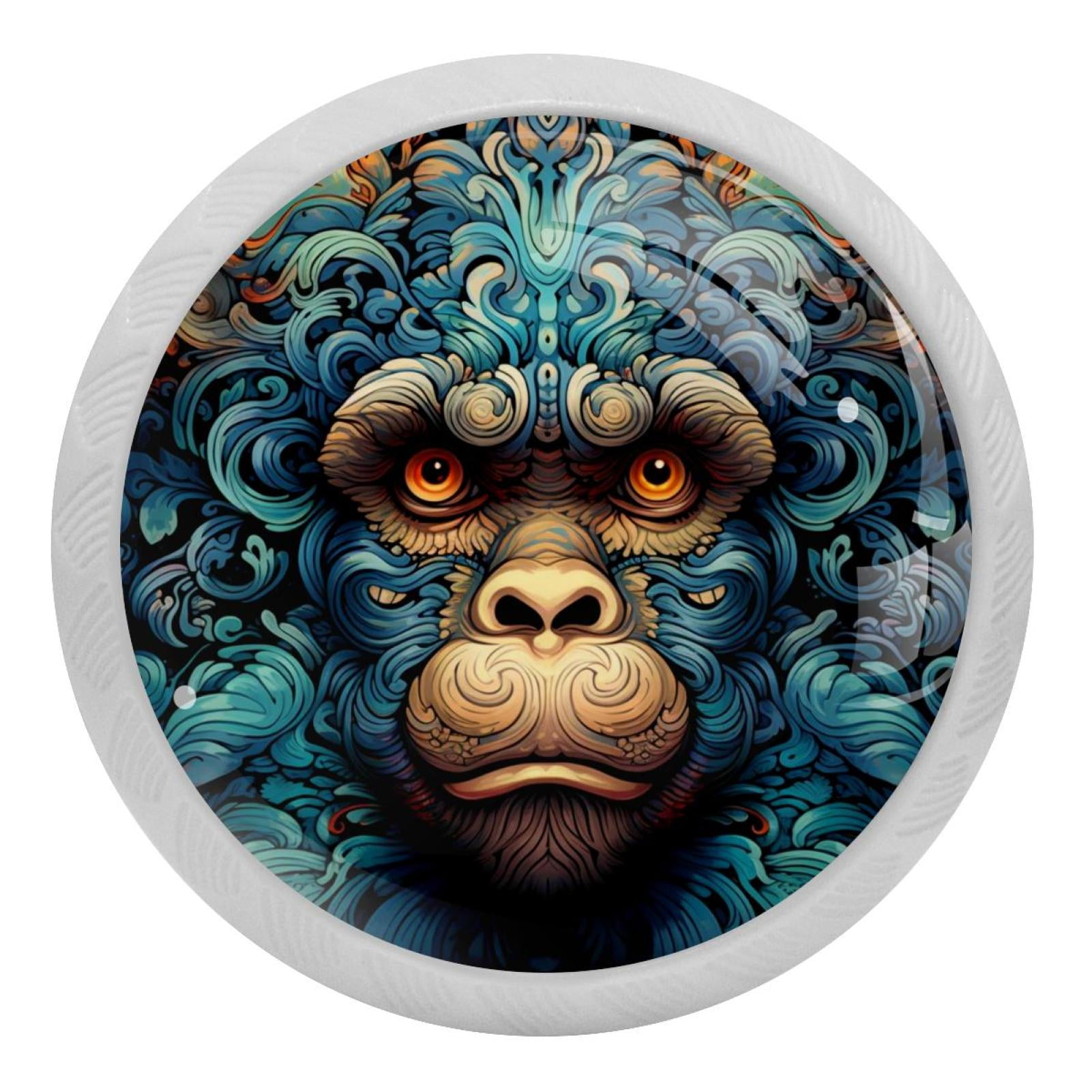 Monkey Pattern 4PCS Cabinet Knobs Pulls Fluorescent Drawer Handle ...