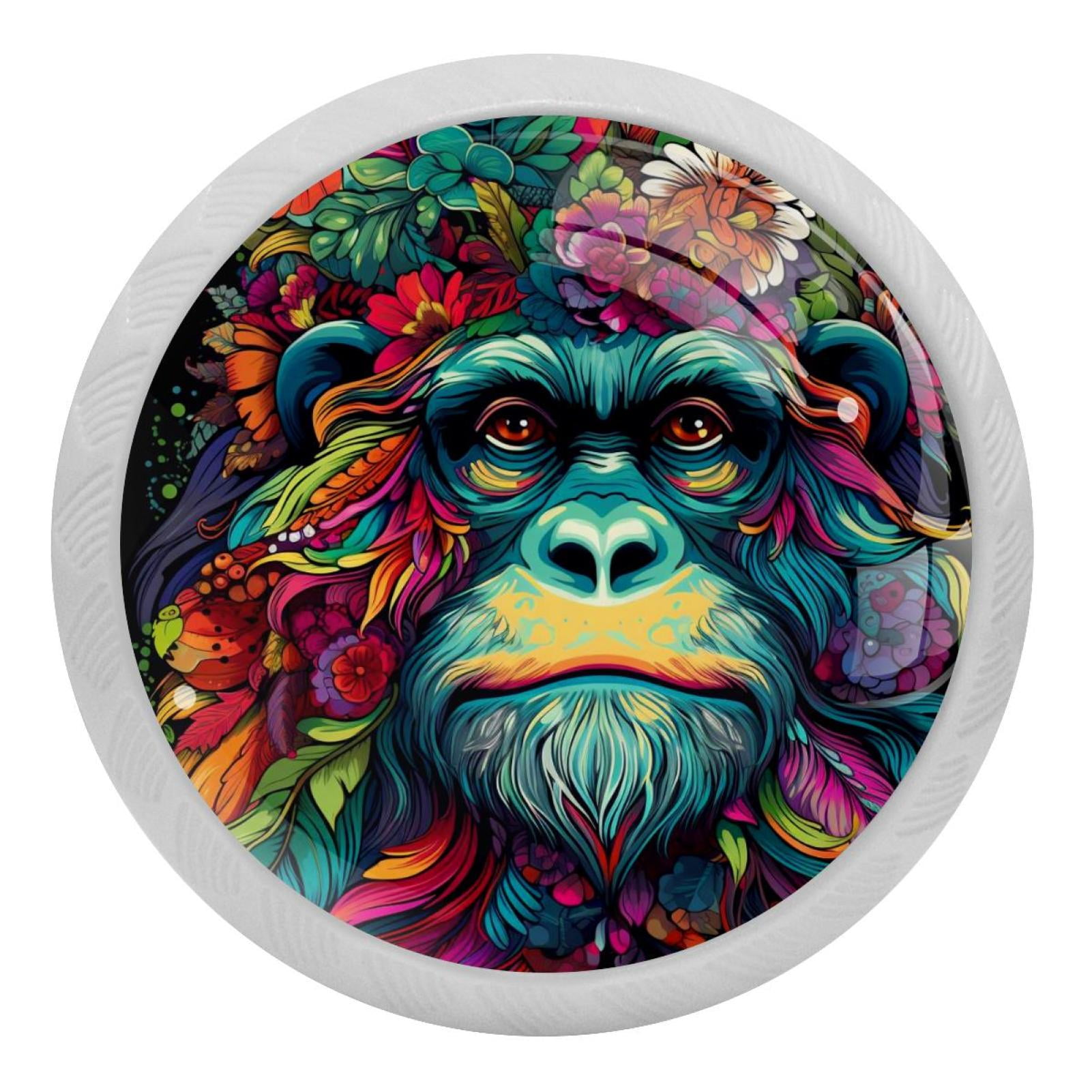 Monkey Pattern 4PCS Cabinet Knobs Pulls Fluorescent Drawer Handle ...