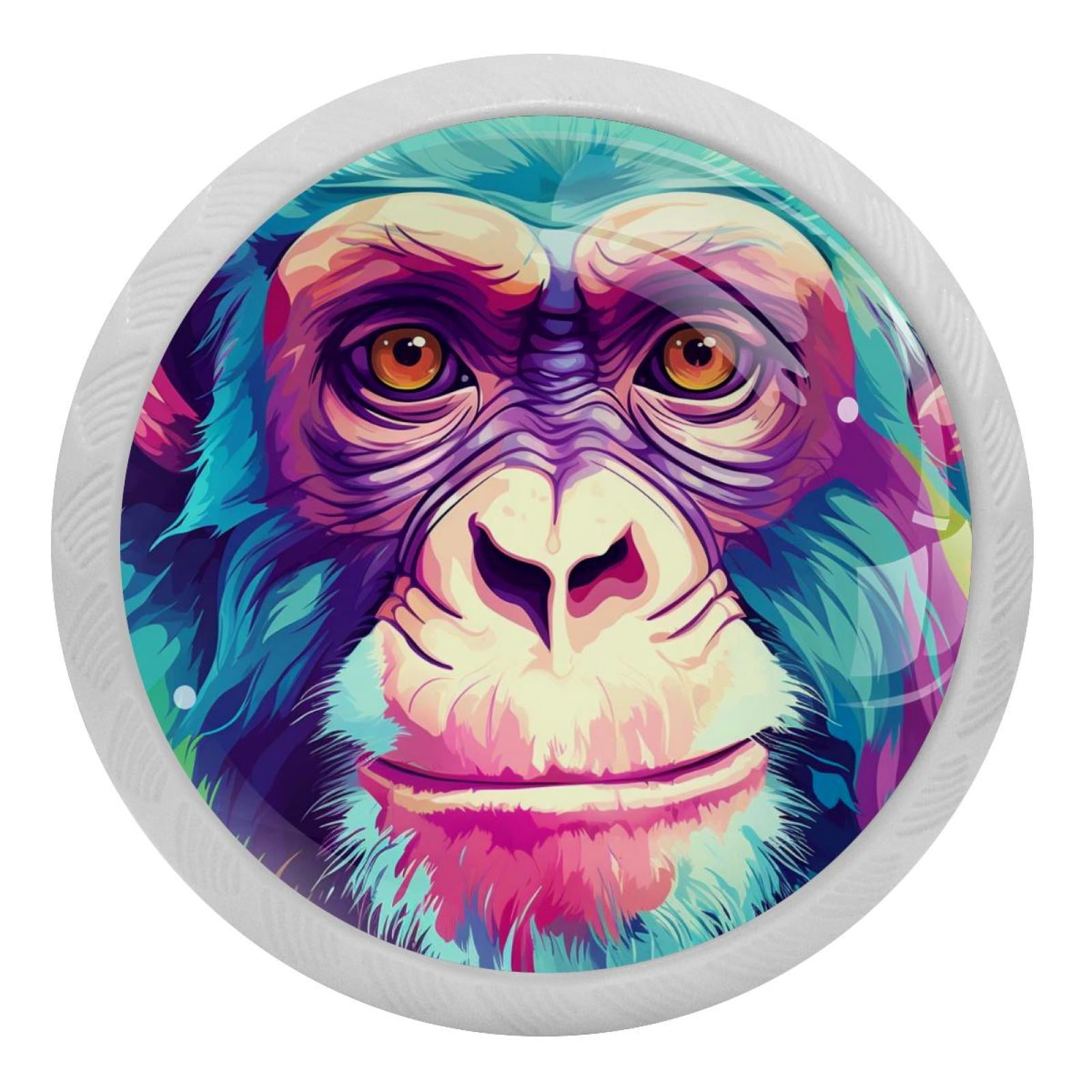 Monkey Pattern 4PCS Cabinet Knobs Pulls Fluorescent Drawer Handle ...