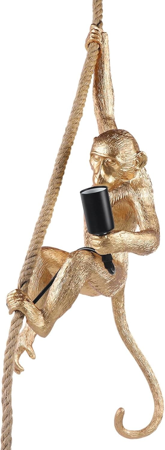 Monkey Pendant Light,Vintage Resin Hemp Rope Monkey Chandelier ...