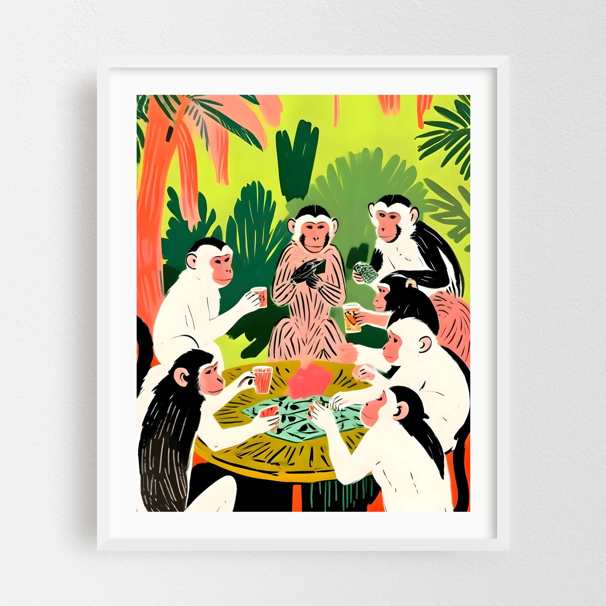 Monkey Poker & Royal Flush - Illustration Tropical Jungle Animal Humor ...