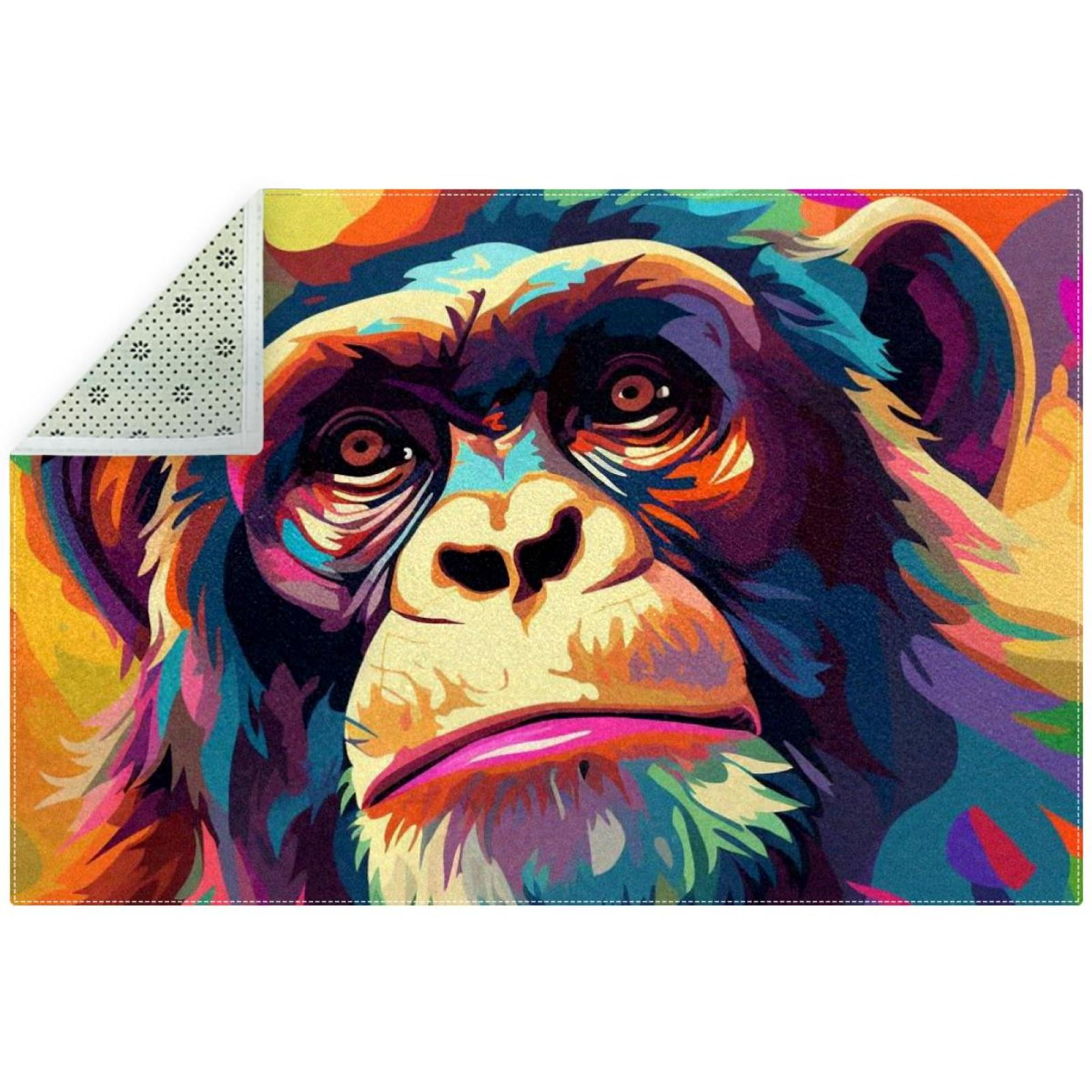 Monkey Polyester Office Rug - Durable Right-Angle Floor Mat for Home or ...
