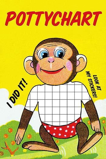 Monkey Potty Chart-Fine Art Canvas Print (20" x 30") - Walmart.com