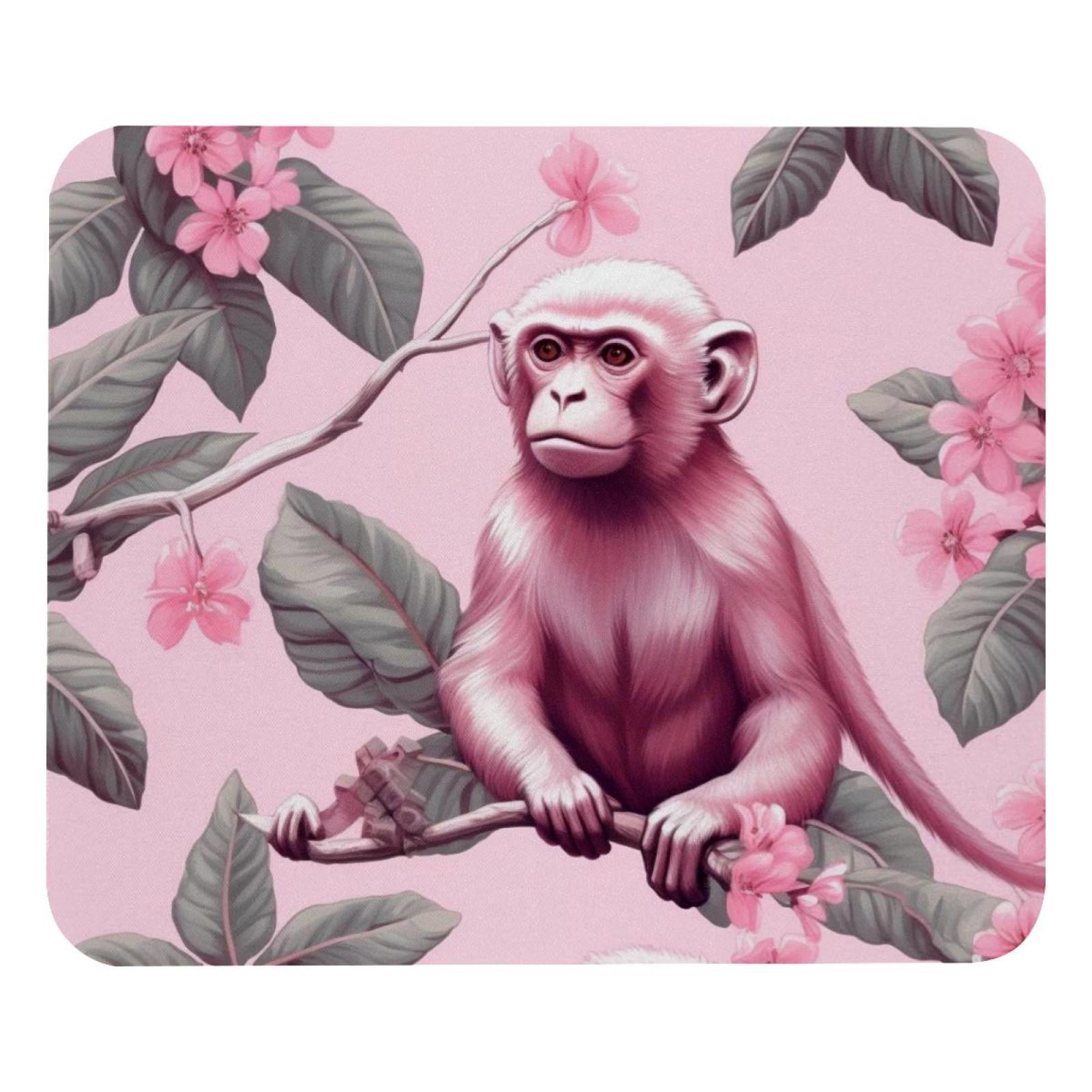 Monkey Printed Square Desk Pad, 8.3x9.8 Inch Non-Slip Rubber Bottom ...