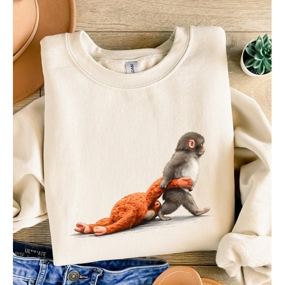 Monkey Punch Graphic TShirt Viral Baby Monkey TShirt Cute Lonely Baby ...
