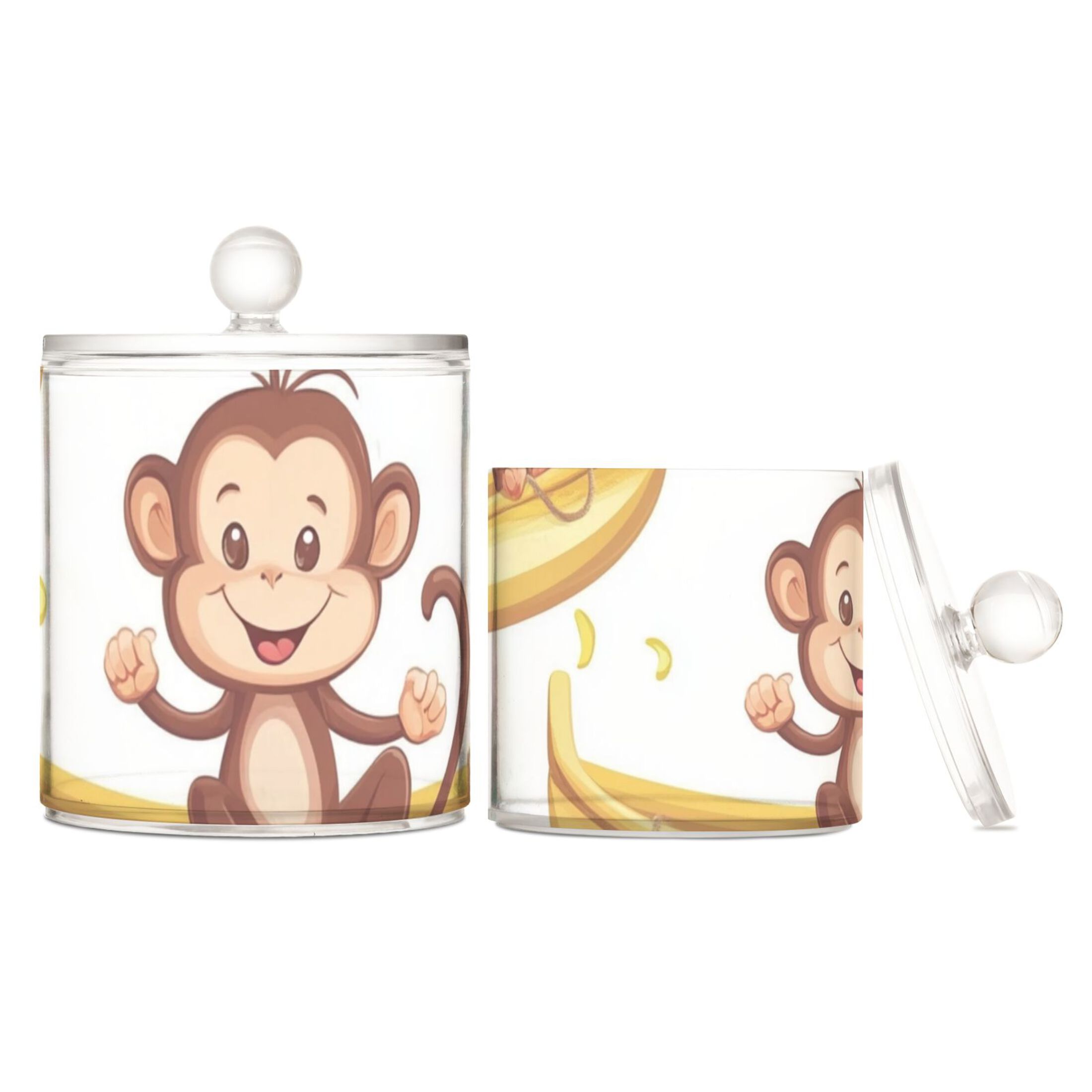 Monkey Ride The Banana Boat Leaves Translucent Plastic Cans Storage ...
