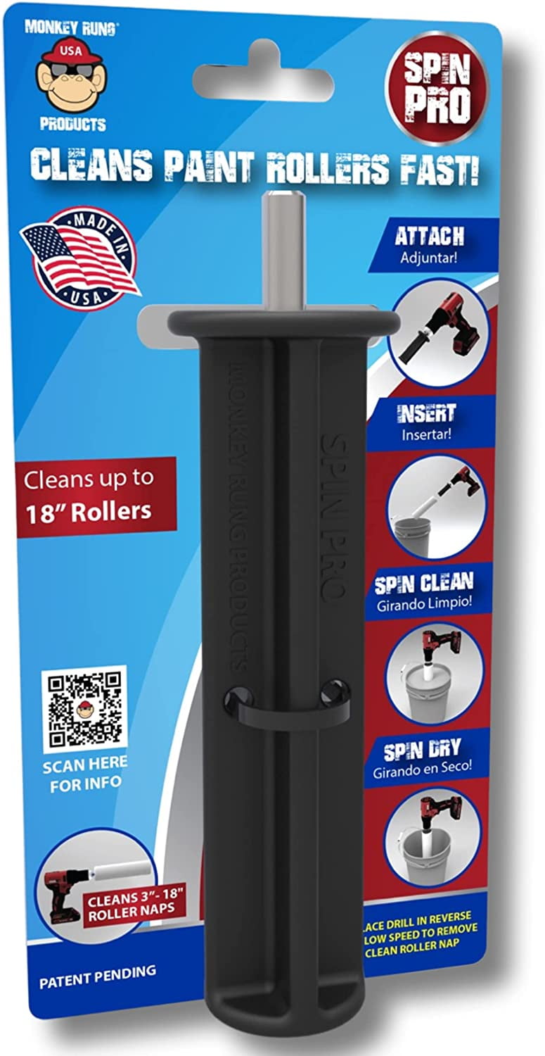 Monkey Rung Spin Pro Paint Roller Cleaner Tool Fits 3" to 18" inch ...