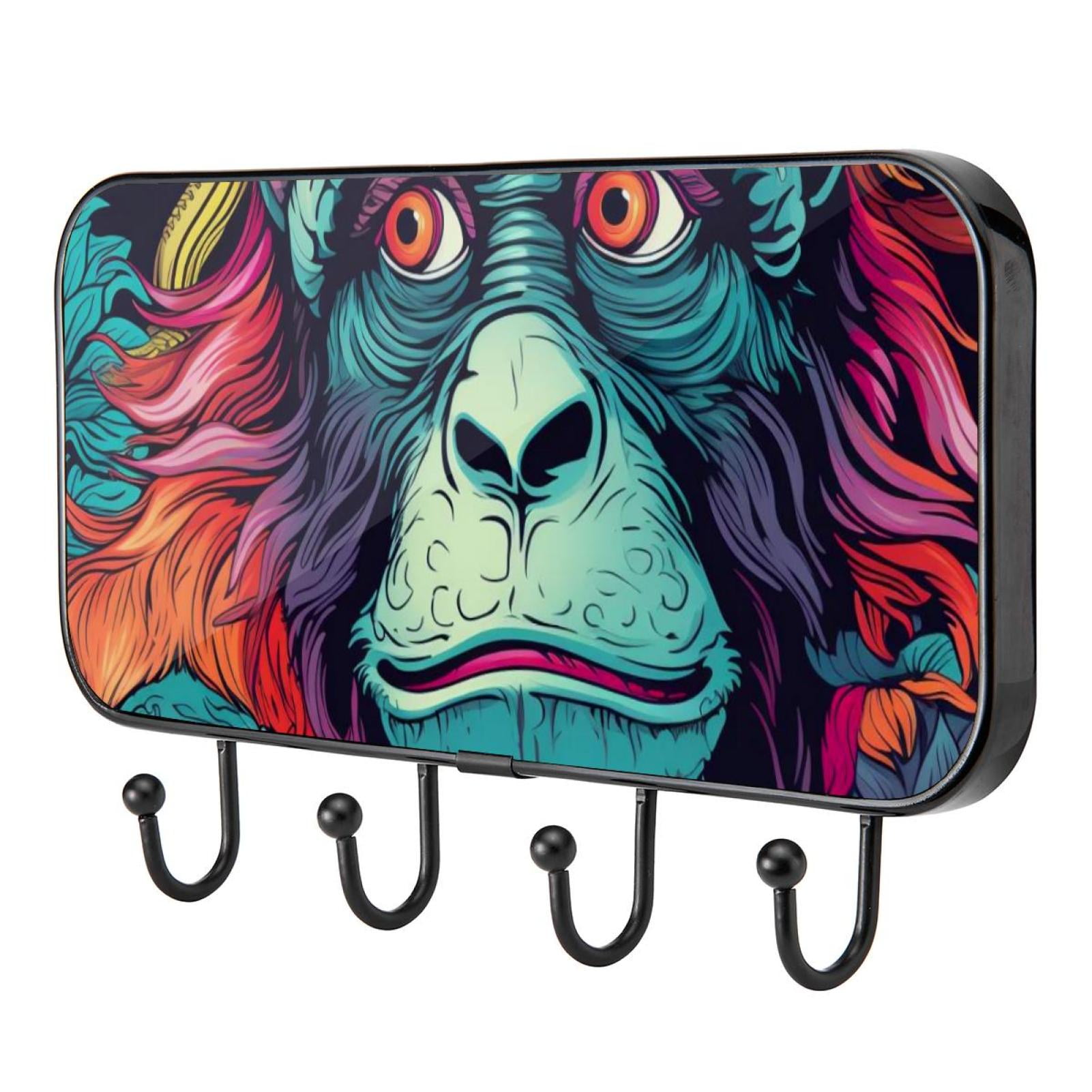 Monkey Self Adhesive Towel Coat Wood Iron Hooks for Home Keys Door Outdoor Home Improvement ...