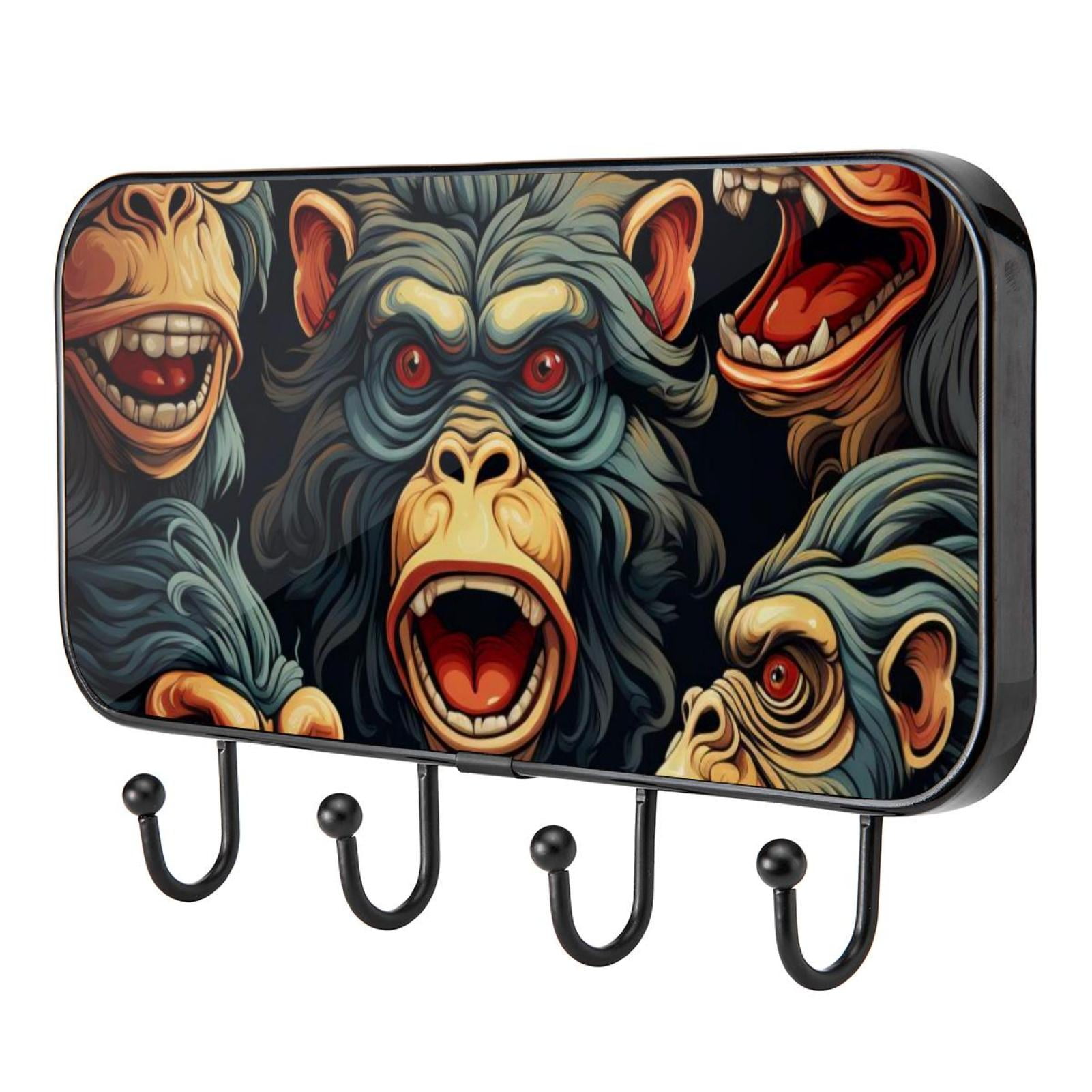 Monkey Self Adhesive Towel Coat Wood Iron Hooks for Home Keys Door ...