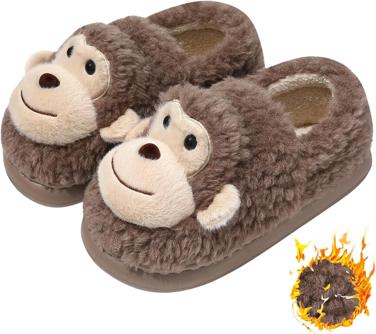 Monkey Slippers, Monkey Slippers for Women & Men, Winter Cute Warm Non ...