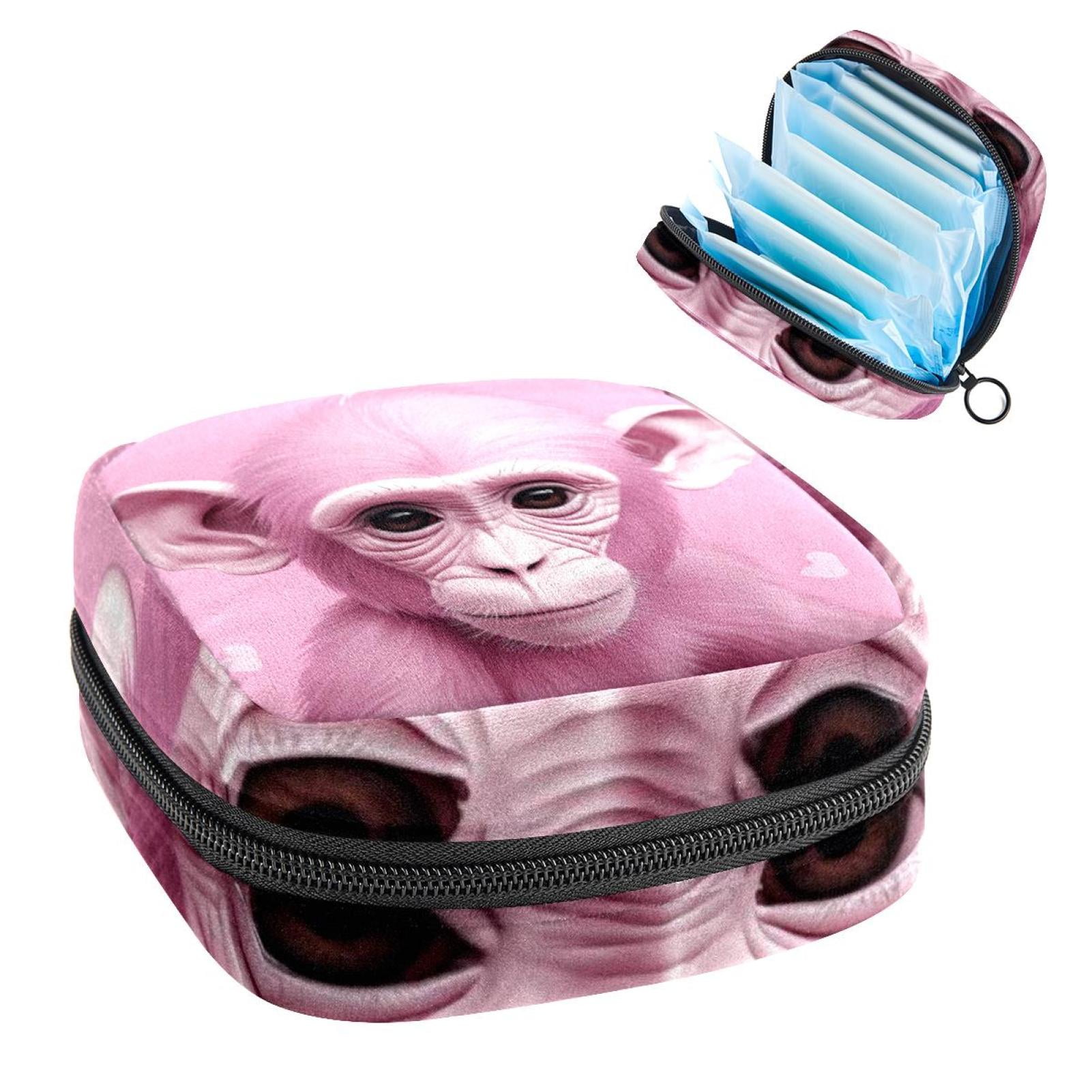 Monkey Small Bag Period Bag Zipper Pouch Canvas Pouch with Zipper 4.7x6 ...