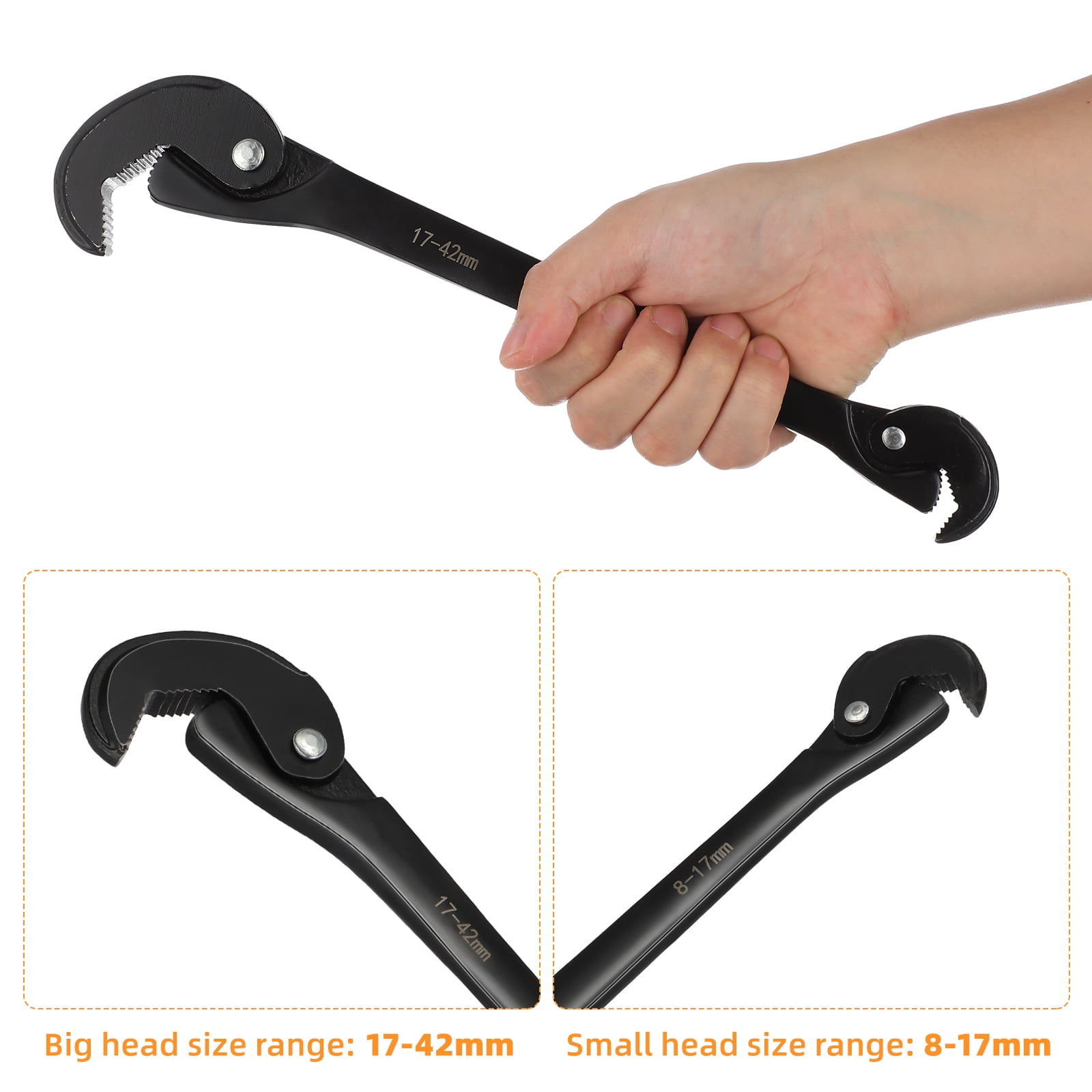 Multifunction Water Pipe Wrench Black Steel 1Pack 12.2x2.6x0.5In ...