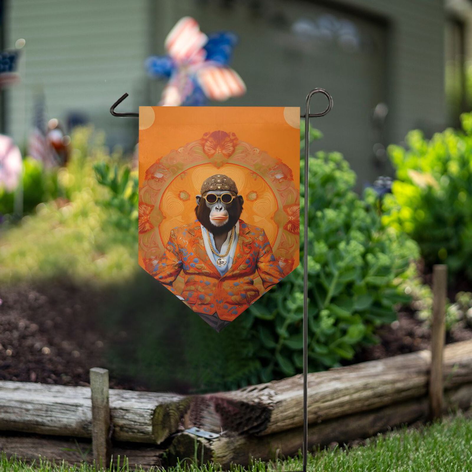 Monkey Spots Suit Garden Flag 18" x 12.5" Double Sided Yard Lawn ...